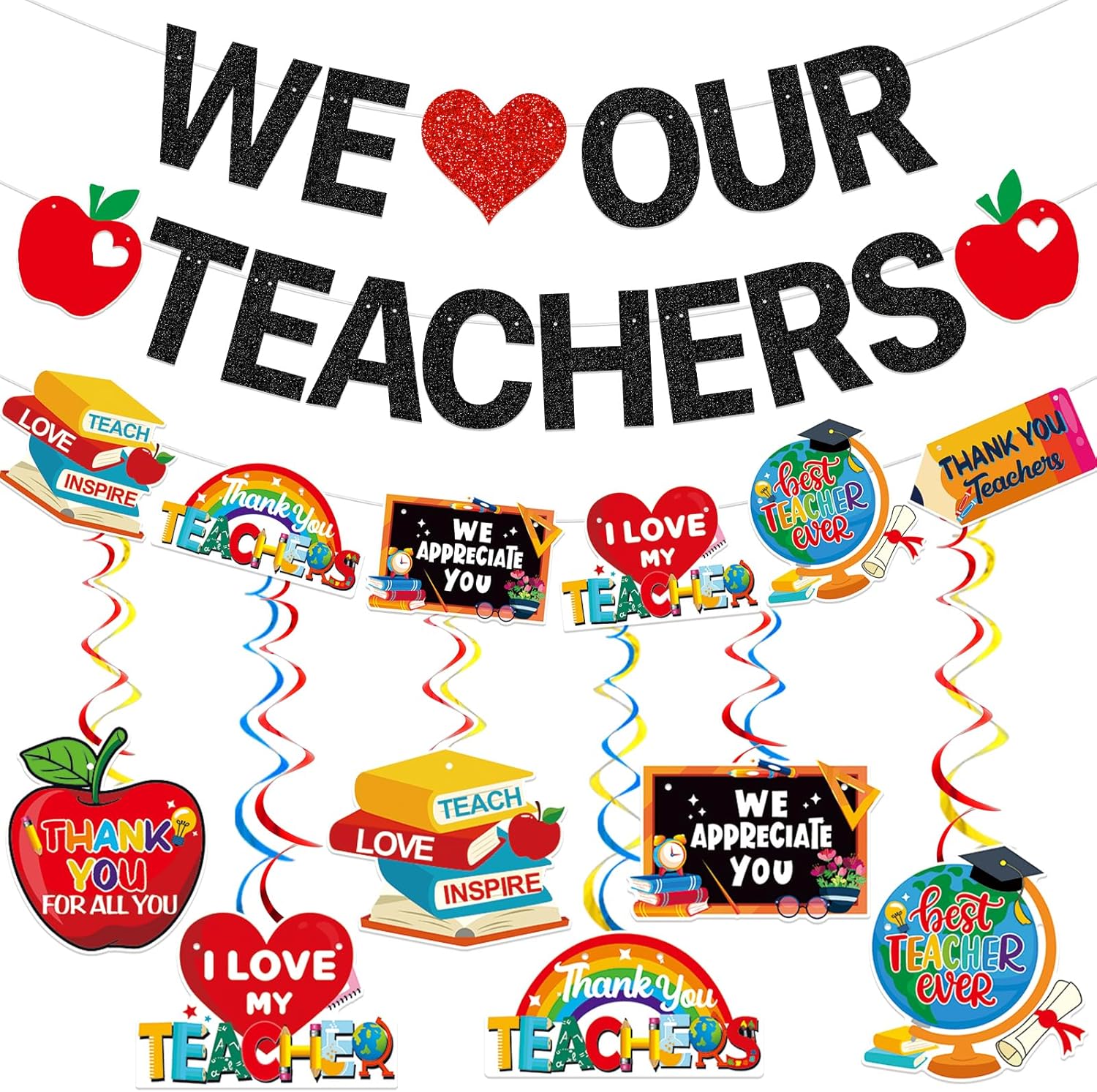 Amazon.com: Yavxzvbw We Love Our Teachers Banner Teacher Appreciation ...