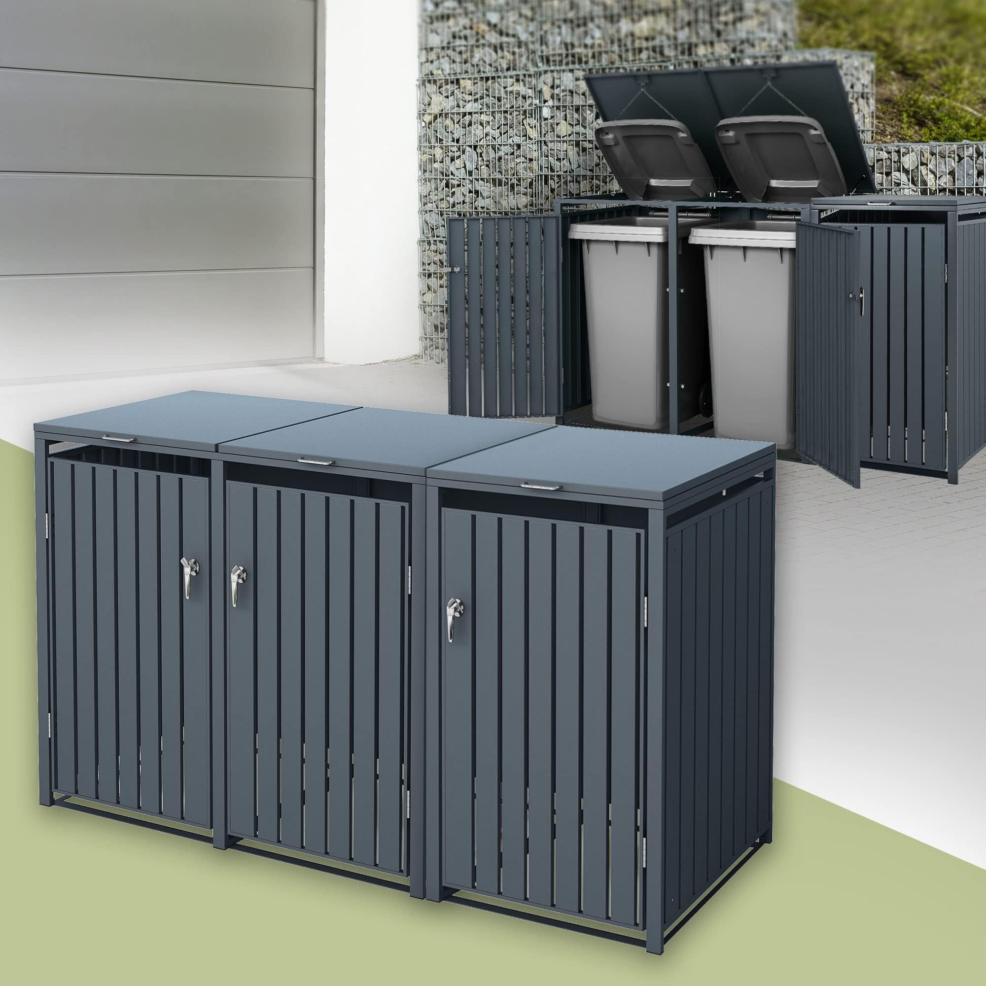 ML-Design Mülltonnenbox 3er für 3 Tonnen 240L 200x80x116,3 cm ...