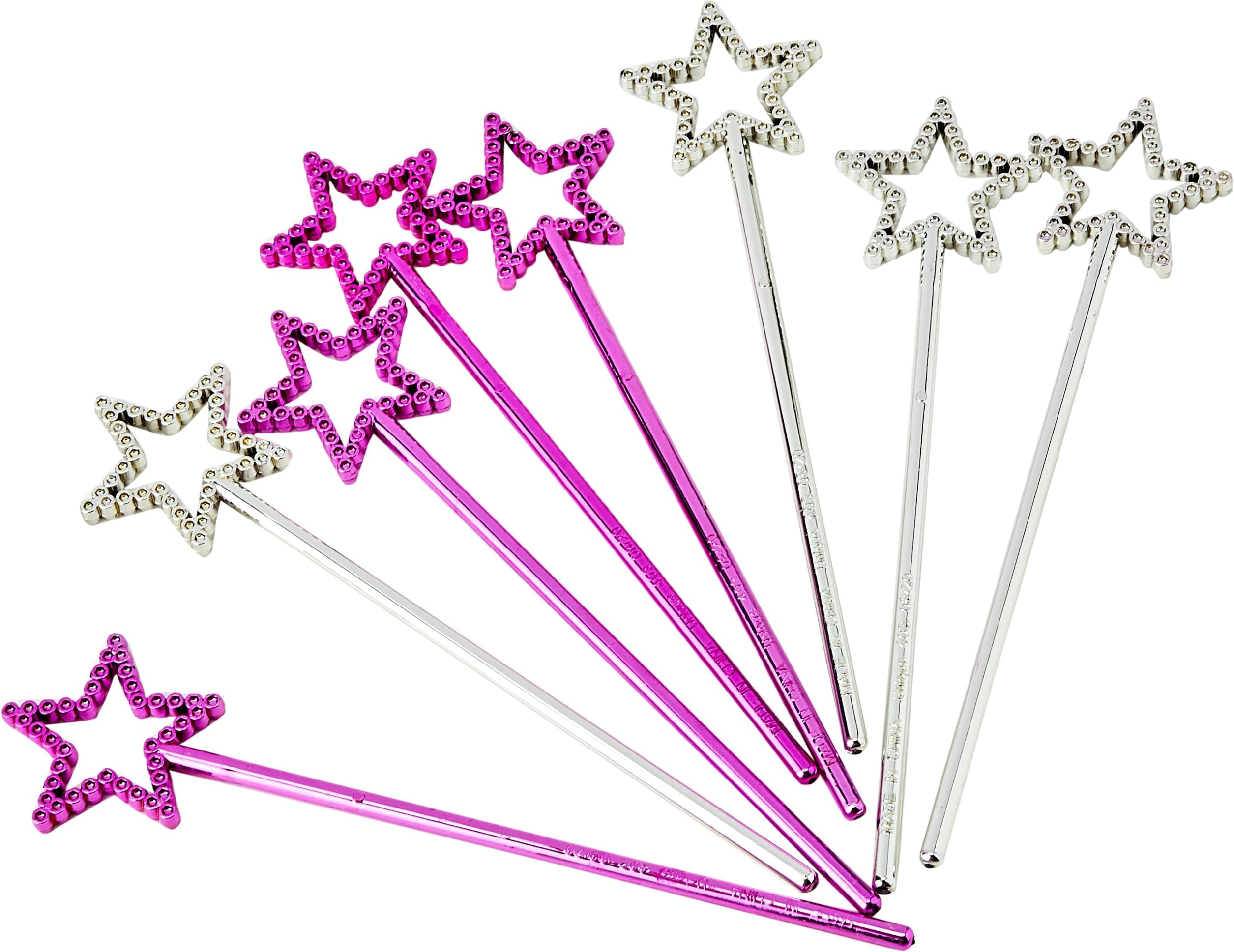 Amazon.com: Silver & Pink Mini Plastic Star Wands (24cm) 8 Count ...