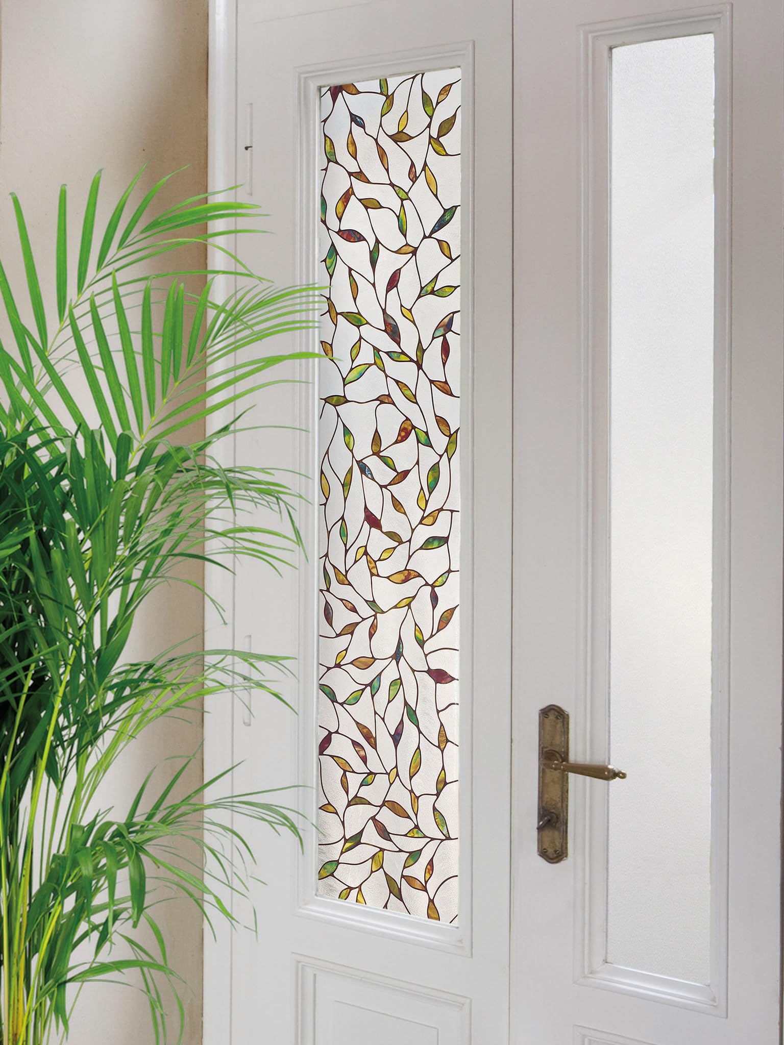 Window Film For Sidelight Panels Tropical Oasis Etched Glass Privacy