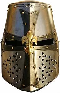 Amazon.com: Grand Master Crusader Great Helmet Re-Enactment Battles ...