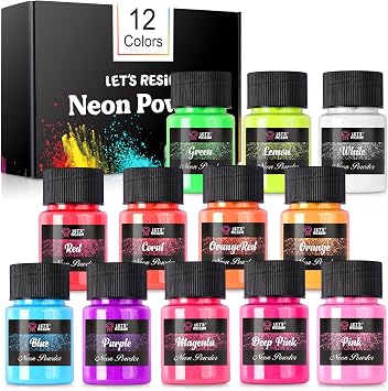 Amazon.com: LET'S RESIN Neon Pigment Powder,12Colors Fluorescent Powder ...