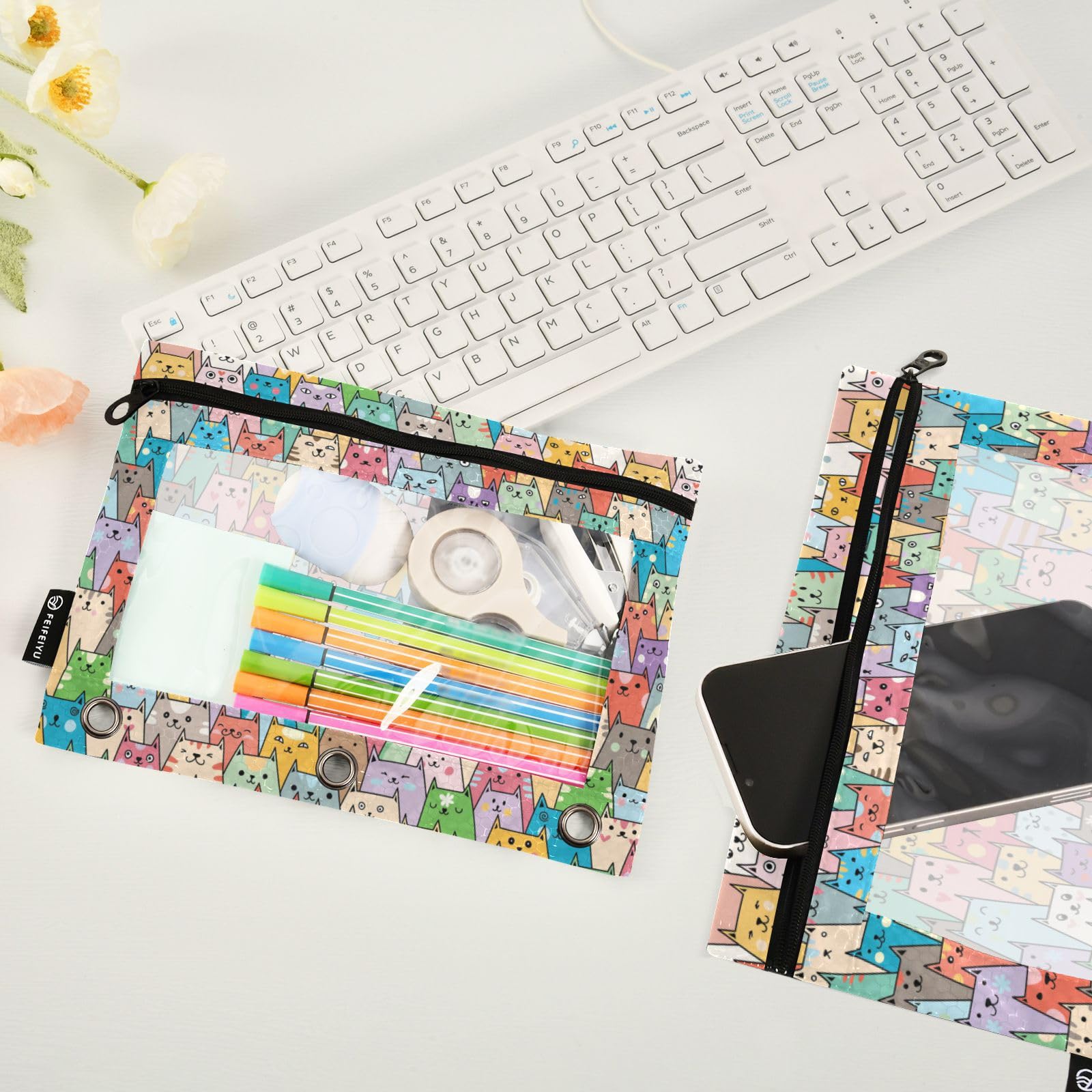 Blue Pencil Pouch Binder Pencil Pouch For 3 Ring,Cute Walruses Ice Floe ...