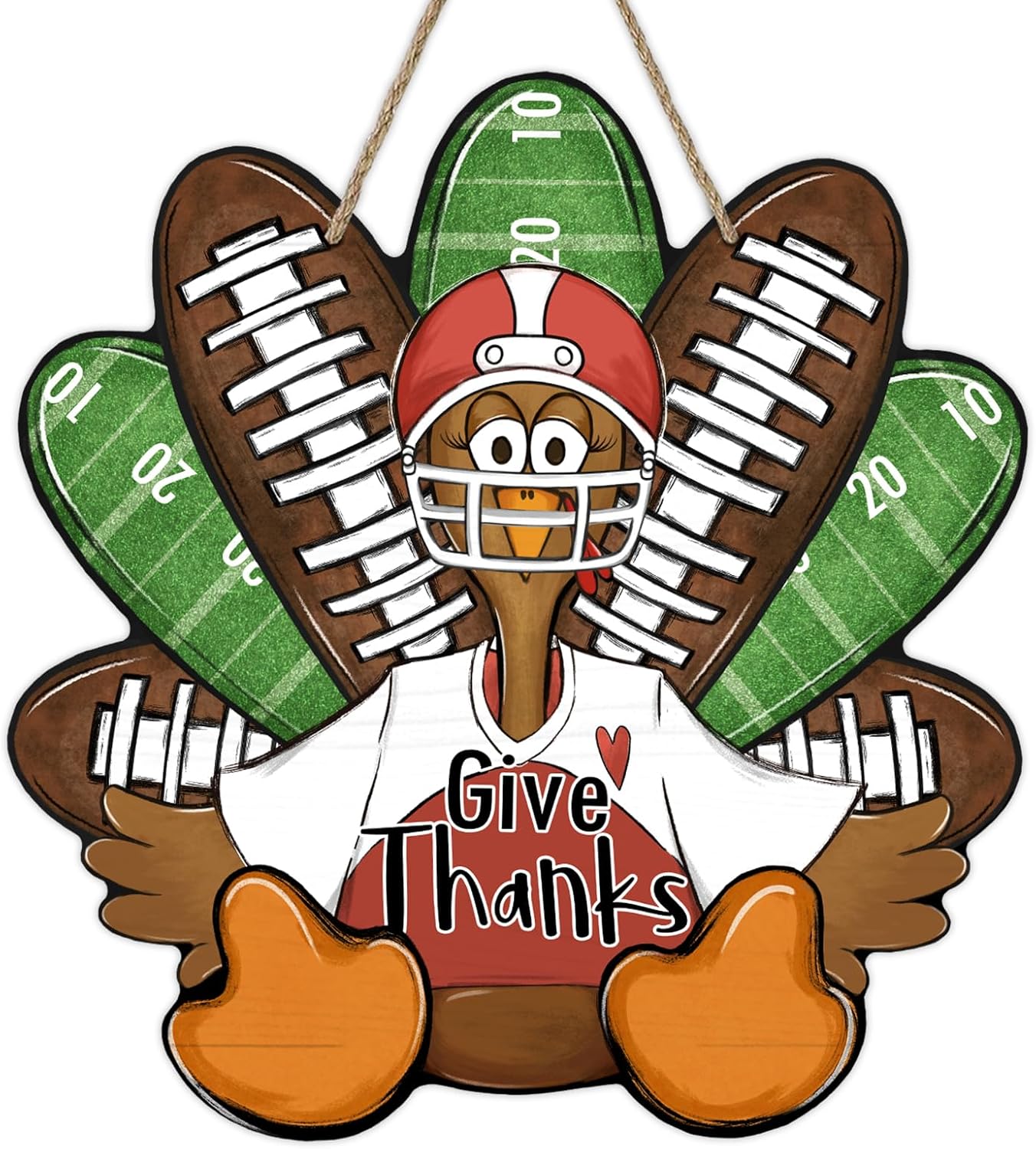 Amazon.com: Deroro Thanksgiving Give Thanks Turkey Front Door Sign ...