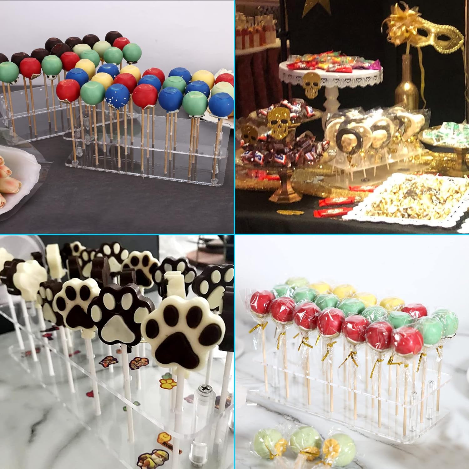 Buy 2-Pack Cake Pop Display Stand, 21 Hole Thick Clear Acrylic Lollipop ...