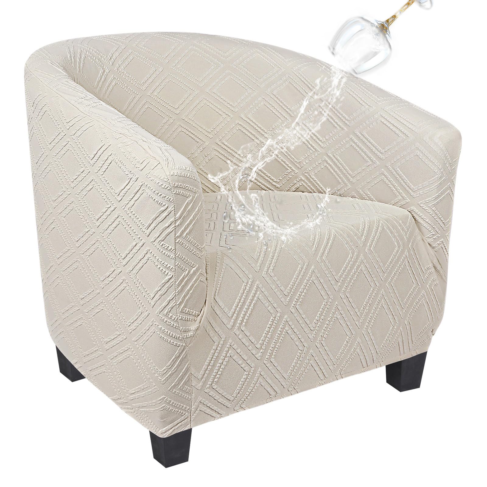 Amazon.com: SearchI Waterproof Club Chair Slipcover Stretch Barrel ...