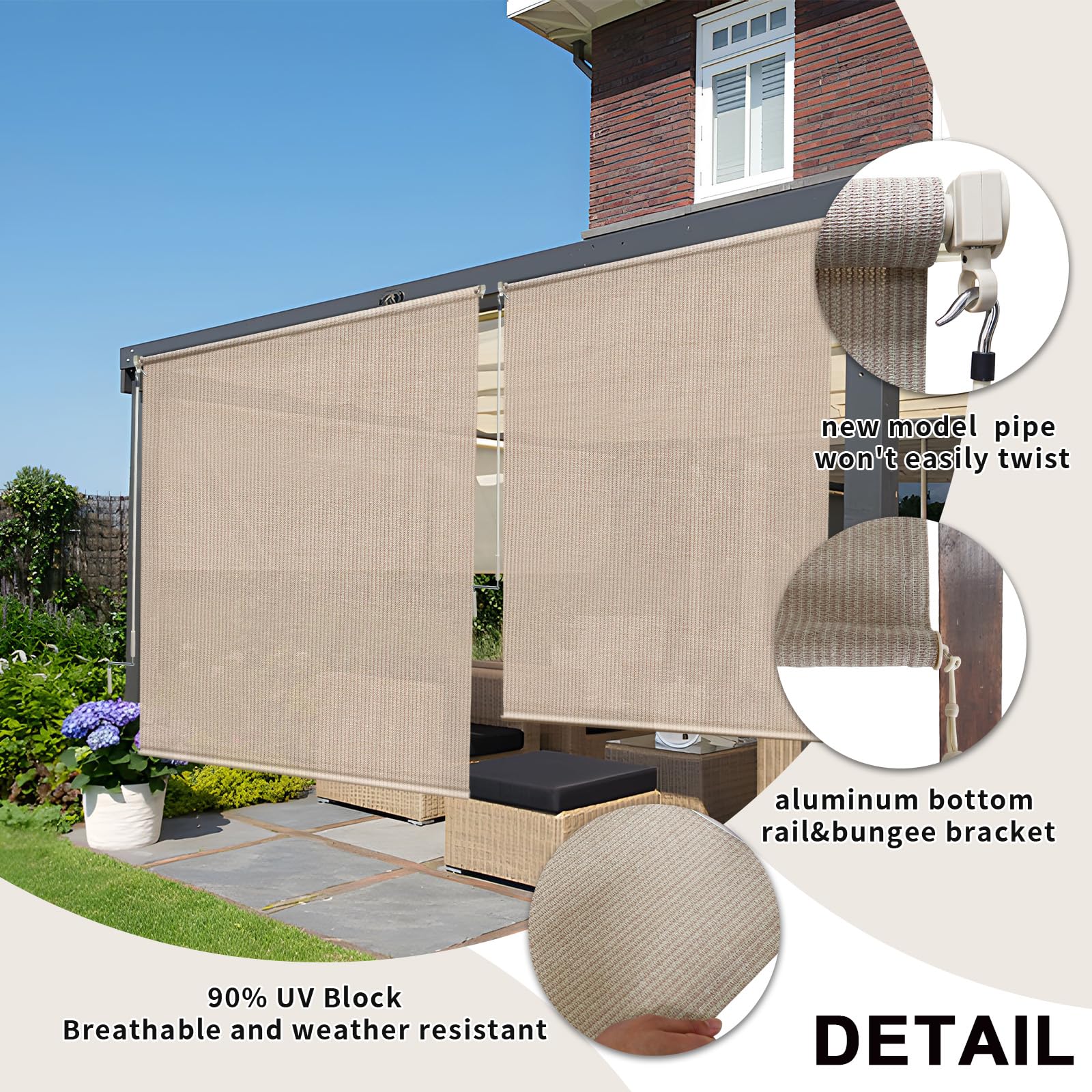 Snapklik.com : KANAGAWA Outdoor Roller Shade 6X6 Pebble Exterior Patio ...