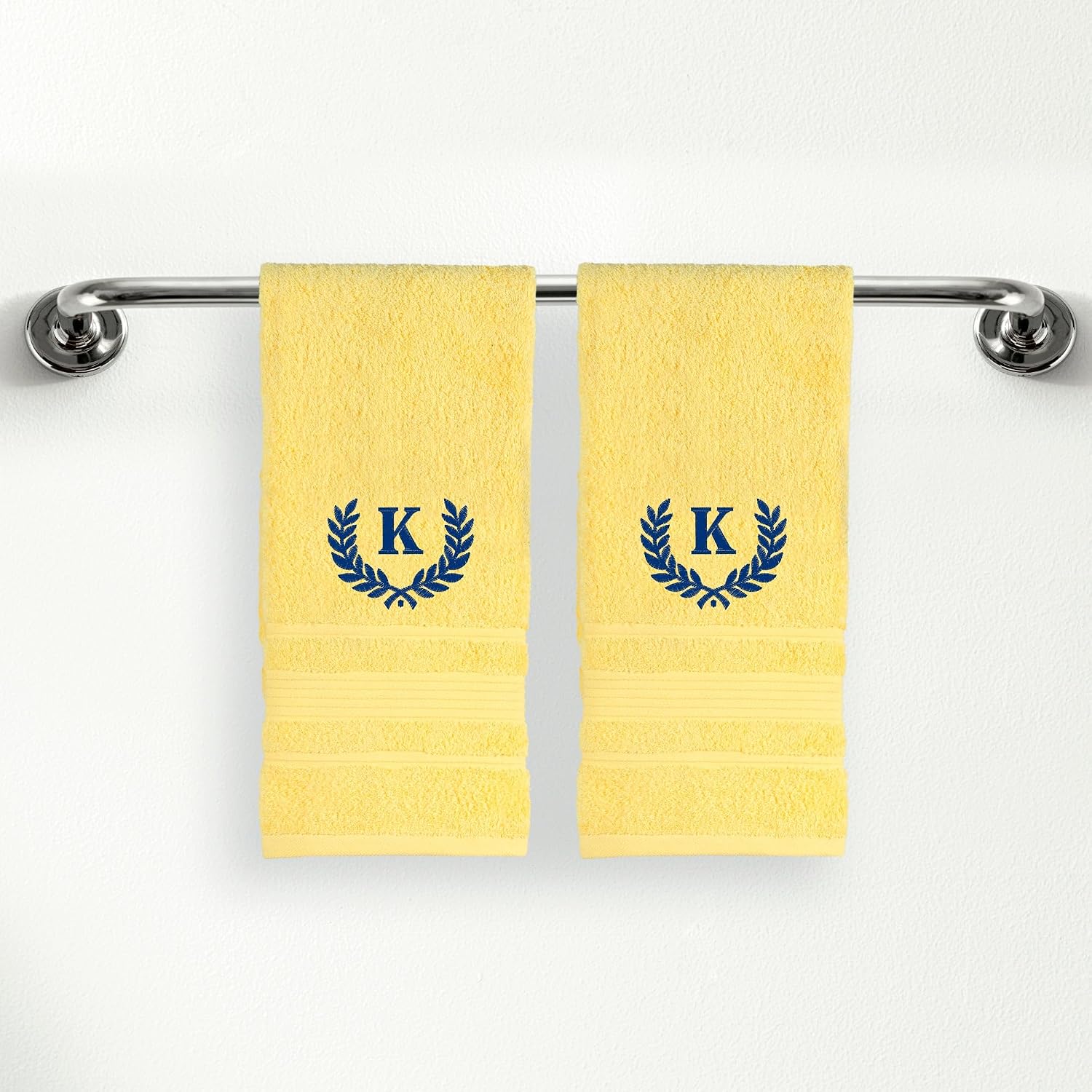 Amazon.com: Personalized Custom Monogrammed Yellow Hand Towels Set - 2 ...