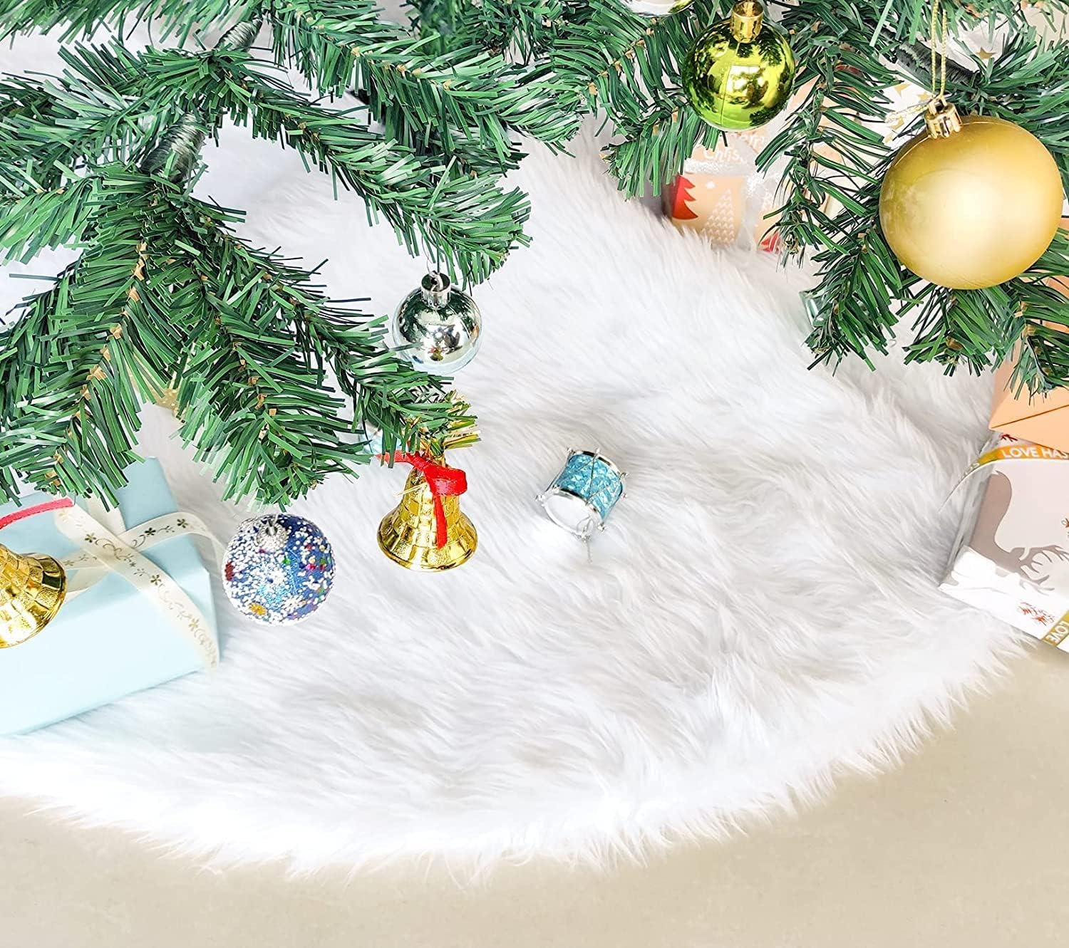 Christmas Tree Skirt - Faux Fur Christmas Tree Skirt 90CM White Plush ...