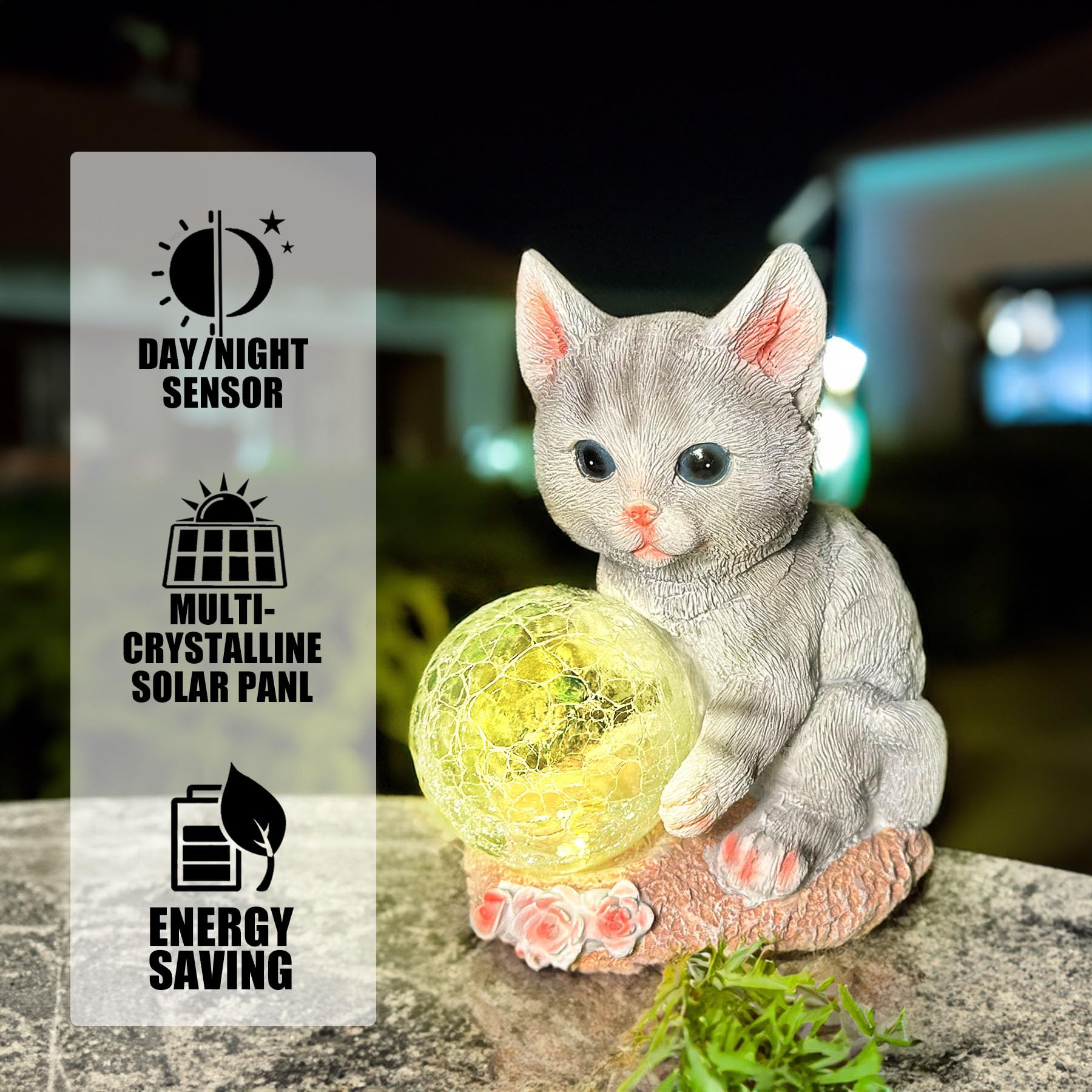 Snapklik.com : Funny Cat Garden Light - Durable Solar Cat Garden Statue ...