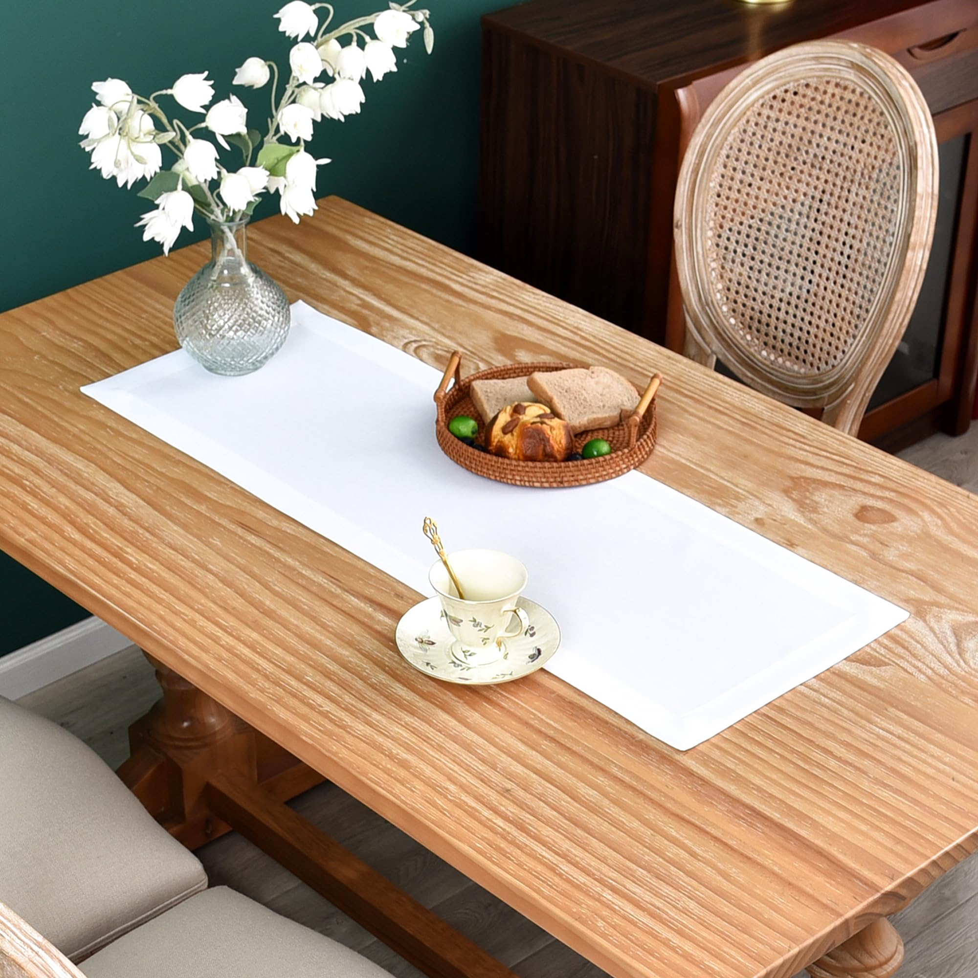 Amazon.com: NEWISHER Farmhouse Rustic Table Runner Solid White ...