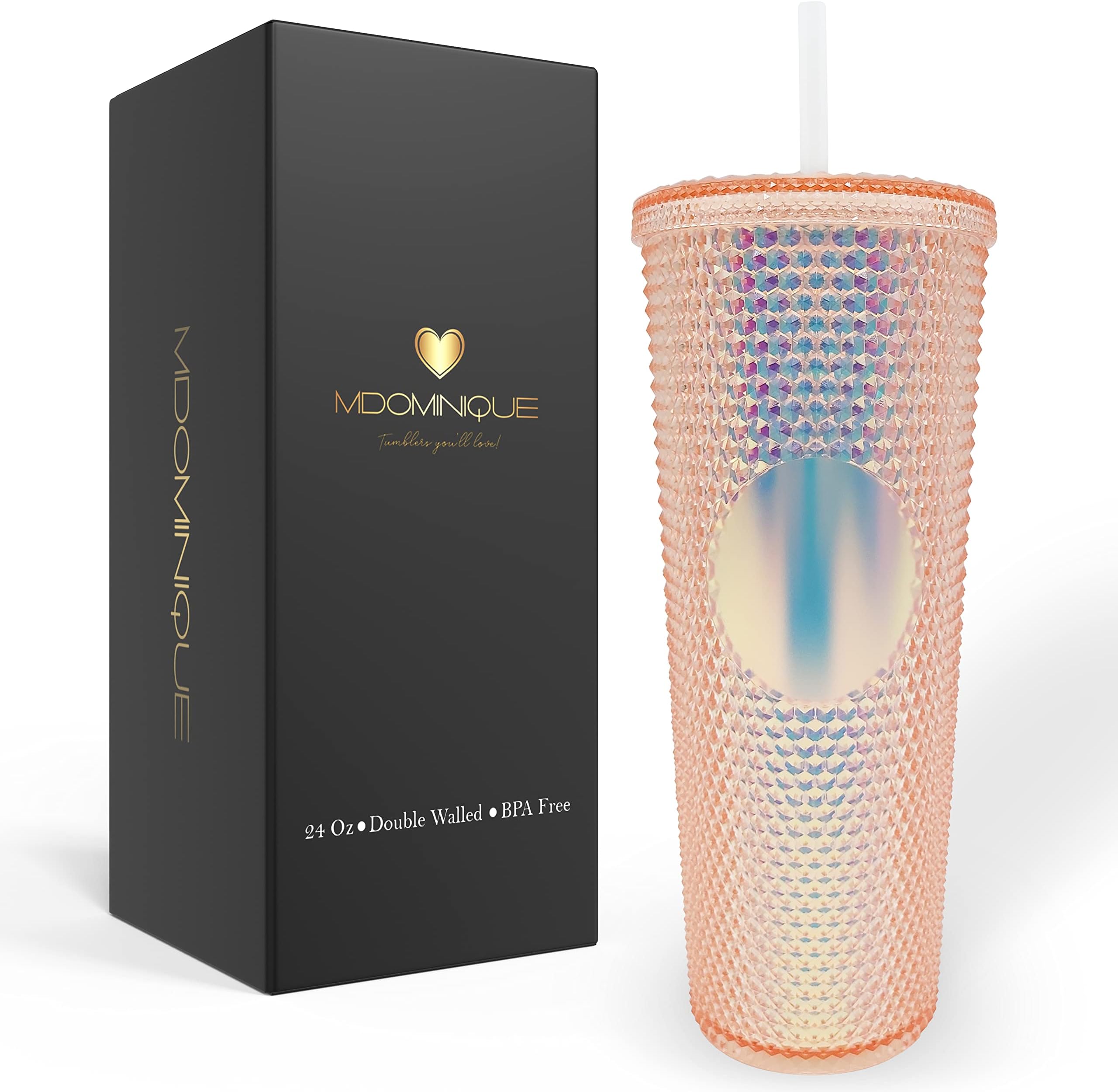 Amazon.com | AGH 24oz Studded Tumbler with Straw and Lid, Double Walled ...