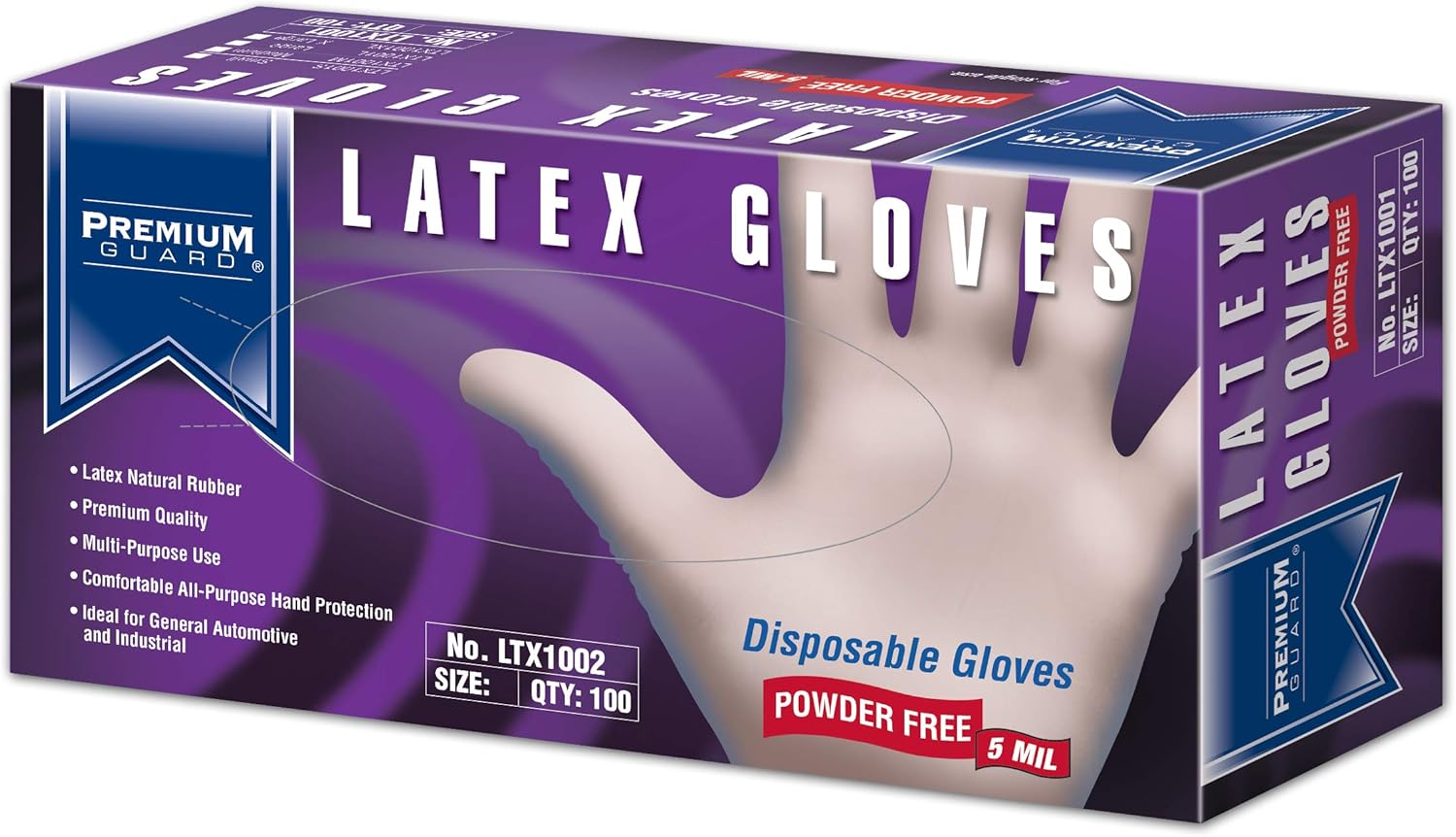 Amazon.com: Premium Guard Latex Powder Free Gloves - 5 MIL – Large ...