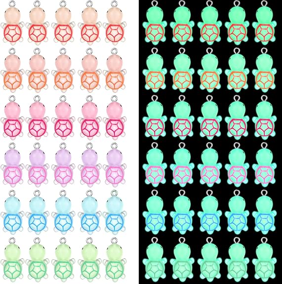 Amazon.com: Thyle 60 Pcs Mini Resin Turtle Charms Glow in the Dark ...