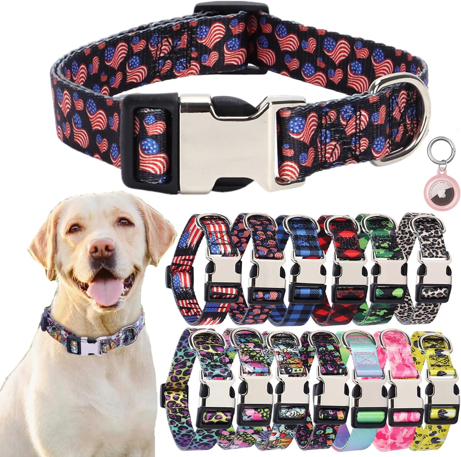 Amazon.com : Dog Collar with Safety Metal Buckle, Quick Release Puppy ...