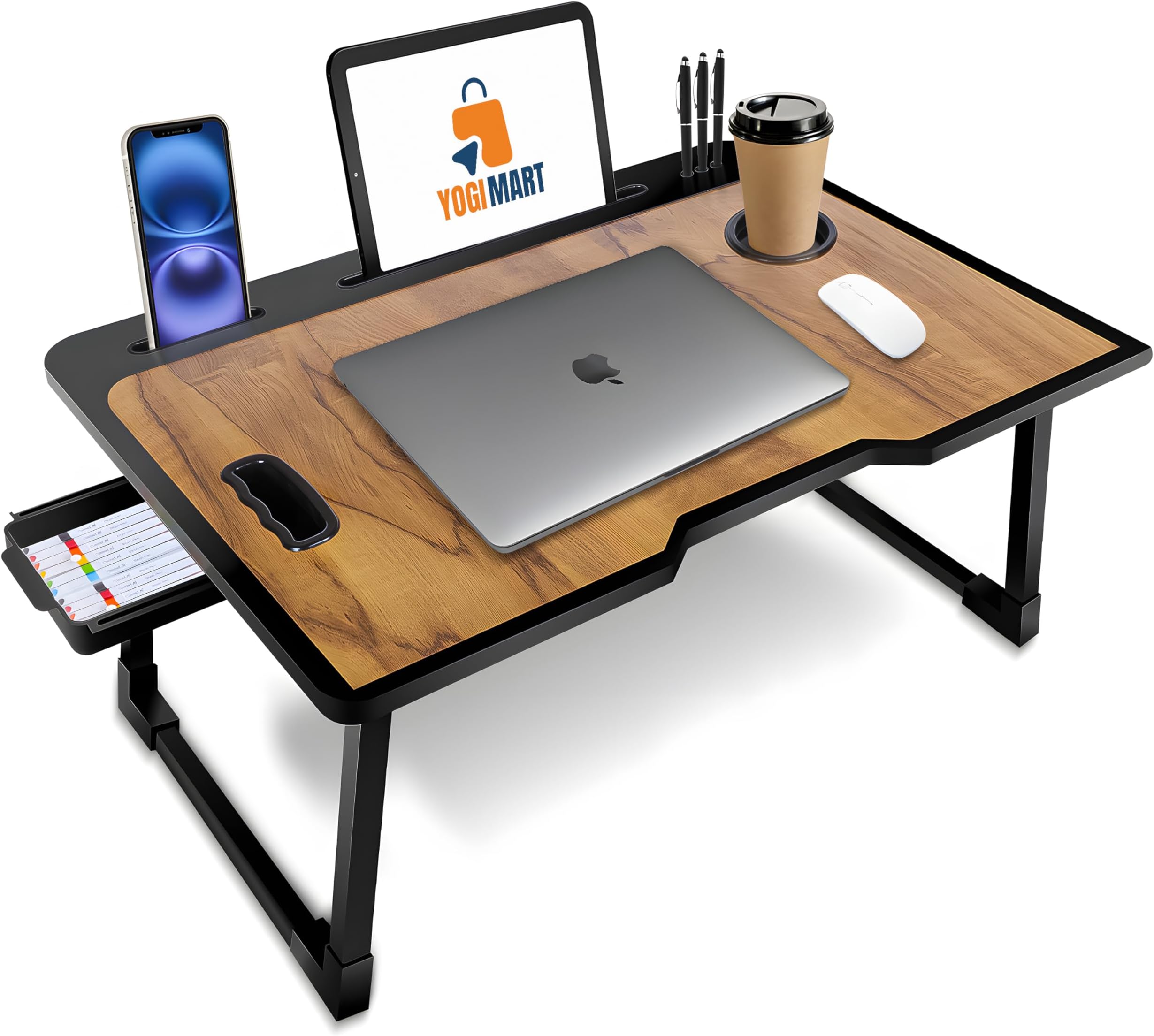 mankita Foldable Wooden Mini Laptop Table for Bed, Study Table with ...