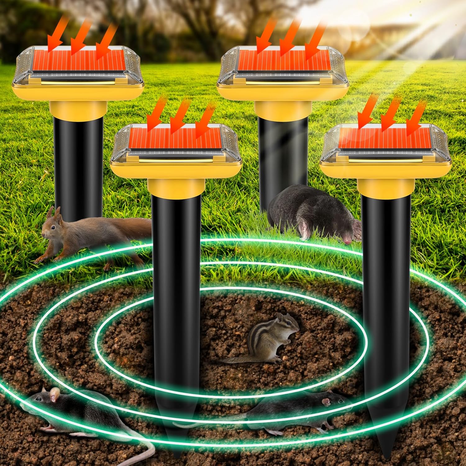 Amazon.com: Mole Repellent for Lawns, Ultrasonic Mole Repellent Solar ...