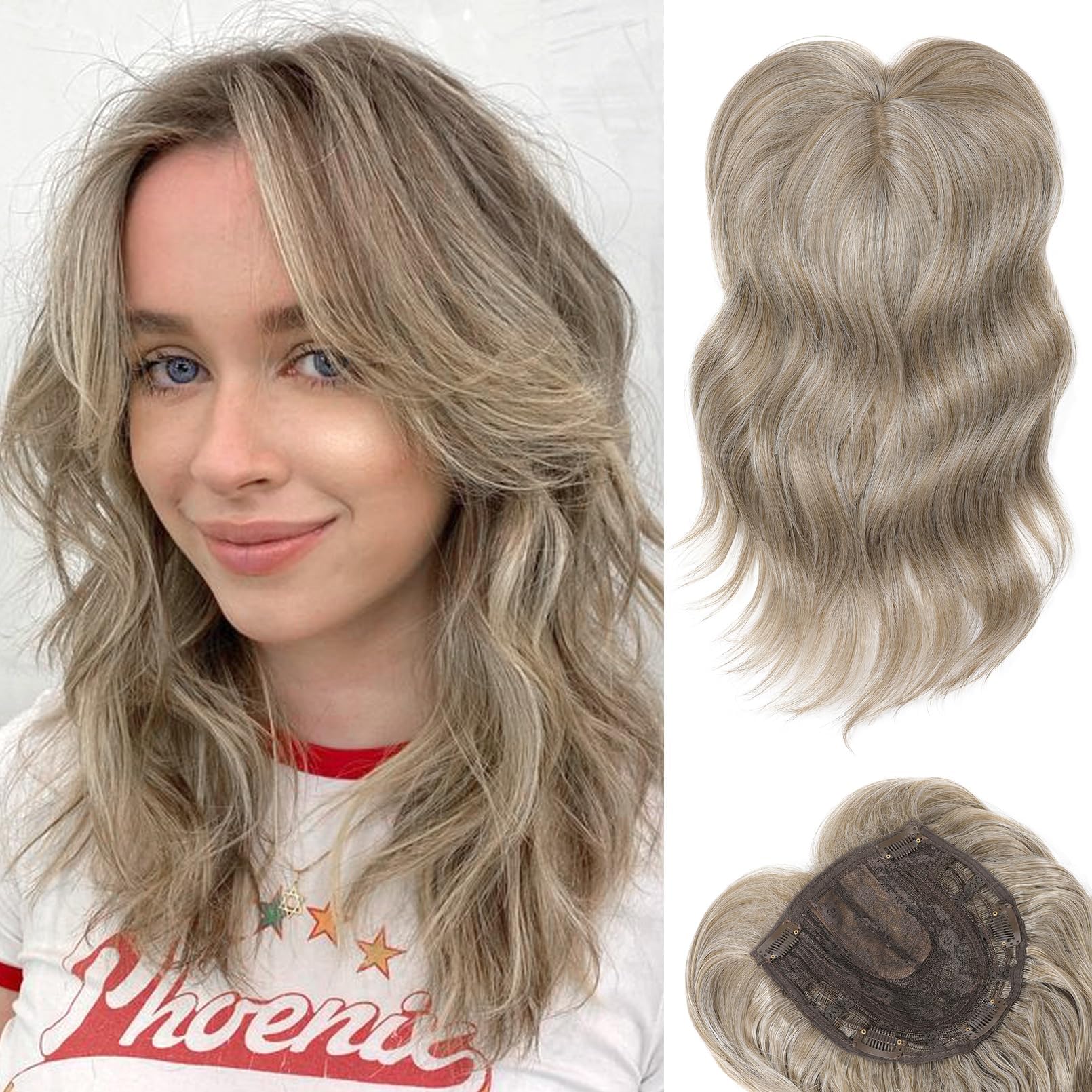 Amazon.com : Megito Long Wavy 18inch Strawberry Blonde Hair Topper with ...