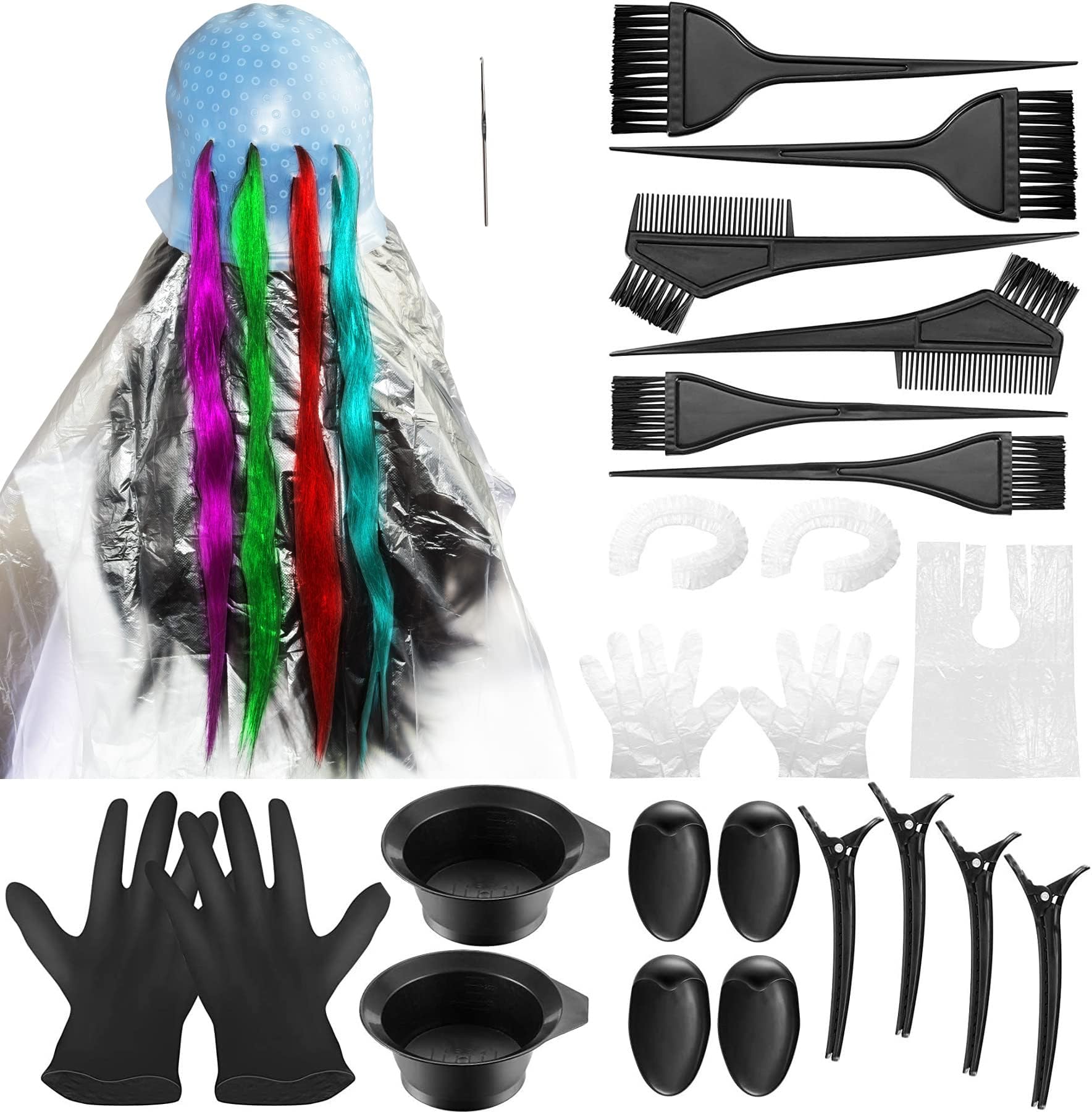 Amazon.com : Silicone Highlight Caps for Color Hair 24 Pcs, Reusable ...