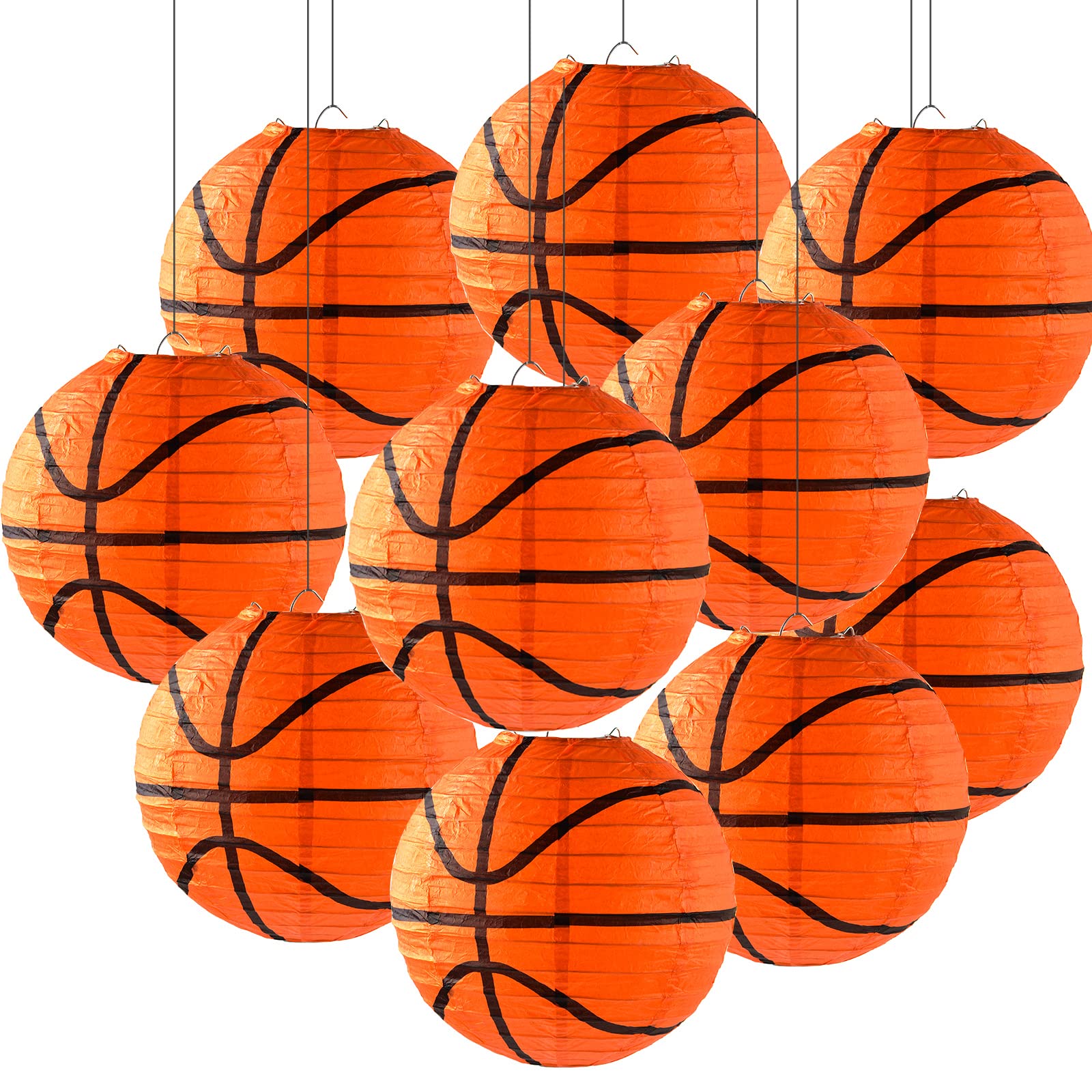 Snapklik.com : 10 Pieces Orange Basketball Paper Lanterns Decorations 8 ...