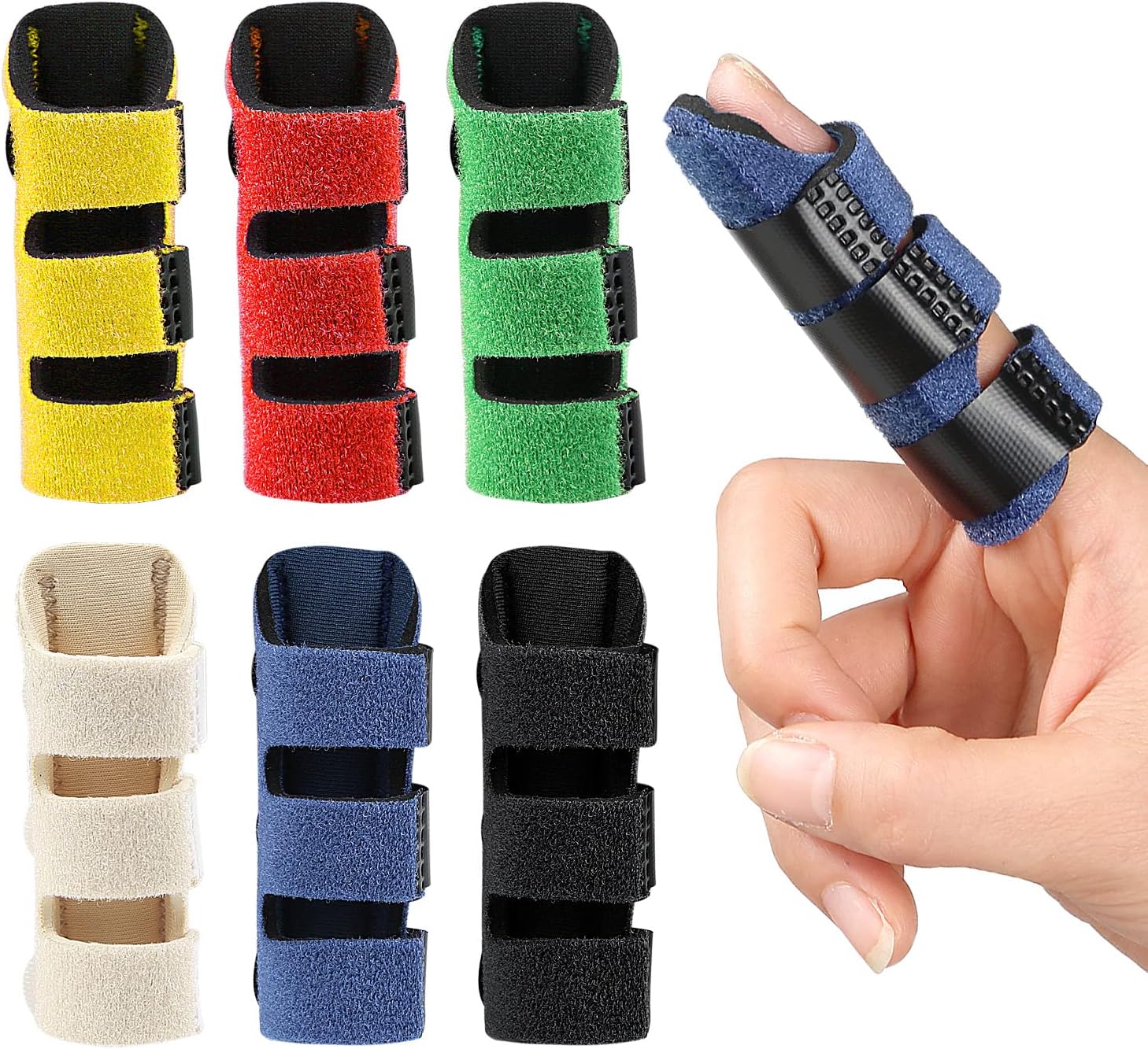 Offtrte Finger Splint [6 PCS] 2023 Upgraded 3 Straps Trigger Finger ...