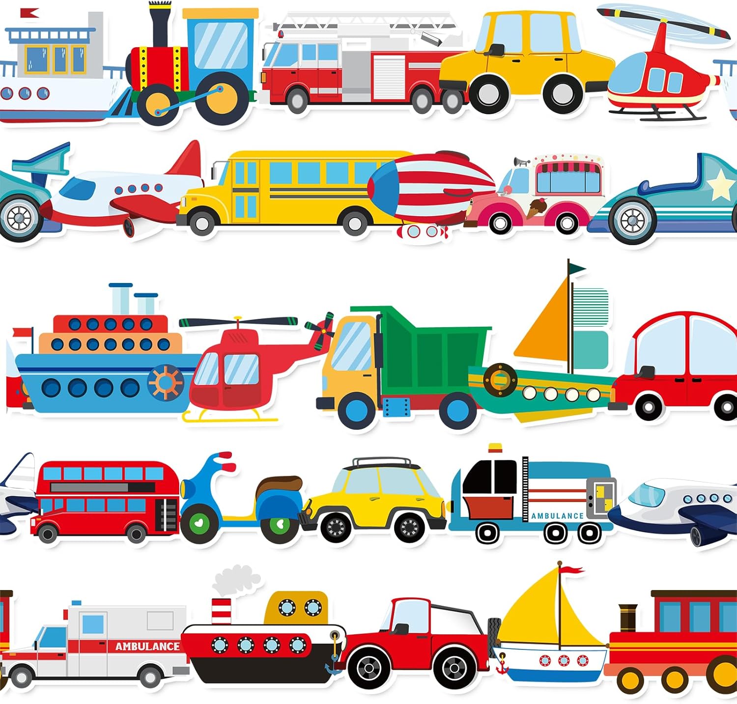 Amazon.com: Whaline 69Ft Transportation Bulletin Board Borders Car Bus ...