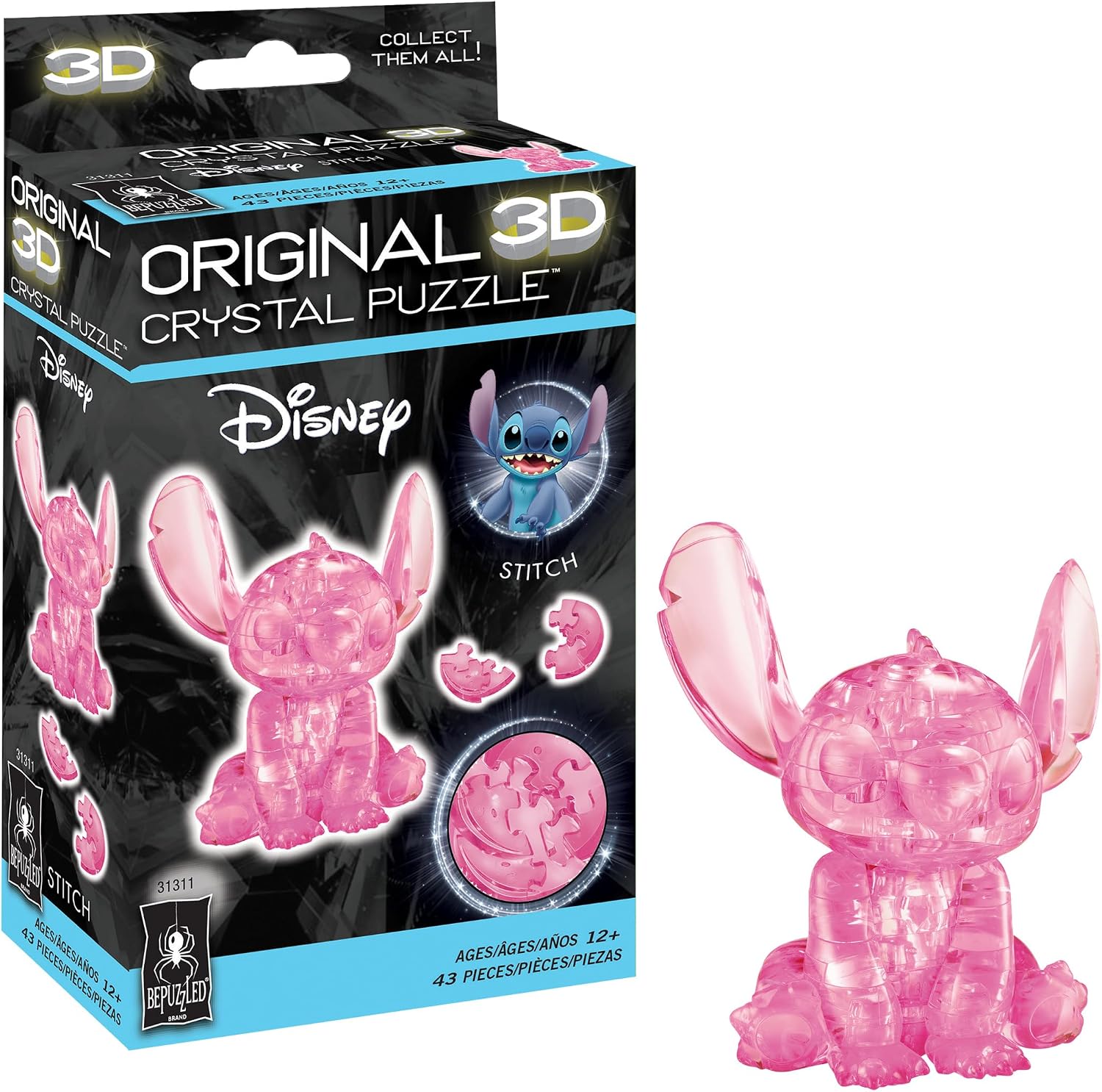 Amazon.com: BePuzzled, Disney Stitch Original 3D Crystal Puzzle ...