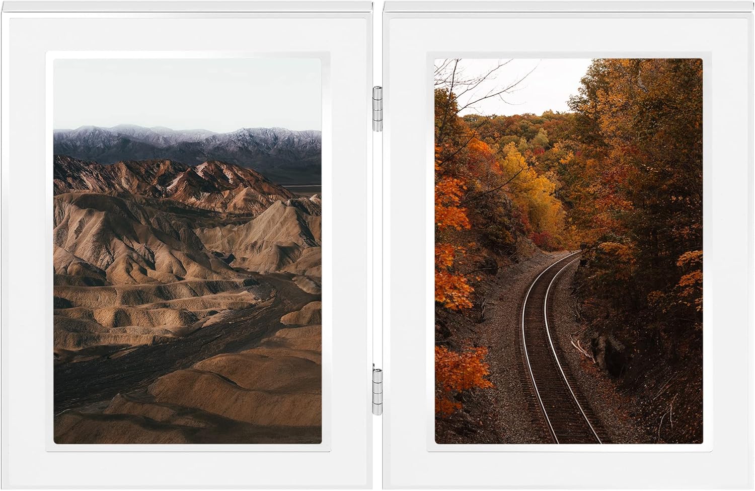 Amazon.com - Navaris Double Photo Frame - White - Folding 2-Picture ...