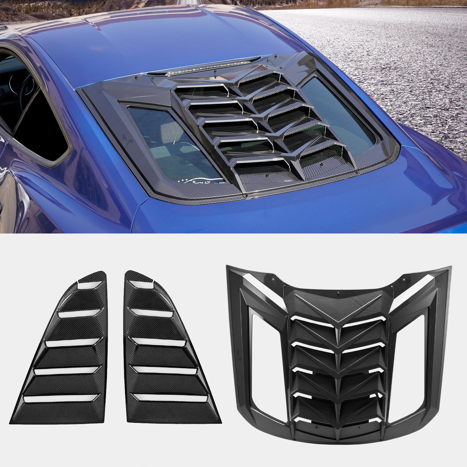 Amazon.com: HAKA TOUGH Carbon Fiber Rear+Side Window Louvers for Ford ...