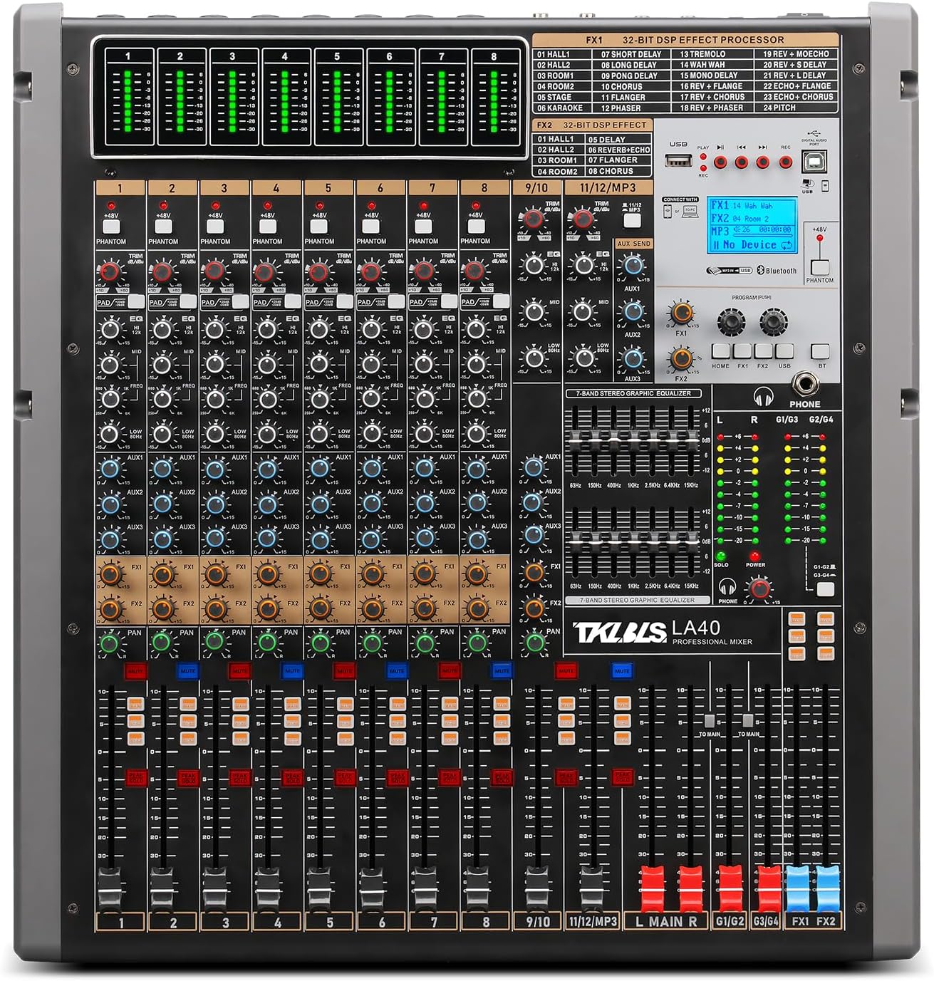 Amazon.com: TKLBLS Professional Audio Mixer, 12 Channel Sound Board ...