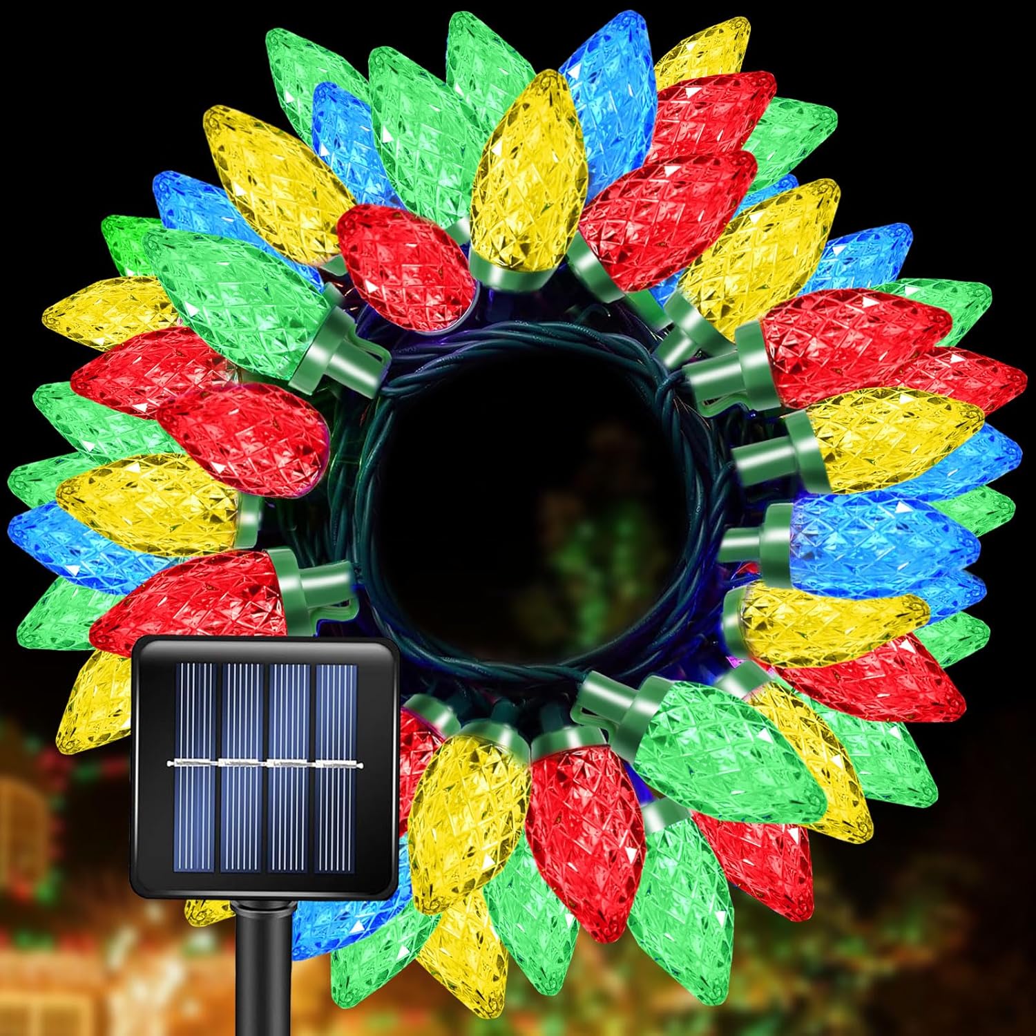 L LAMPOP Solar Christmas Lights Outdoor Waterproof C7 50 LED Ultra ...