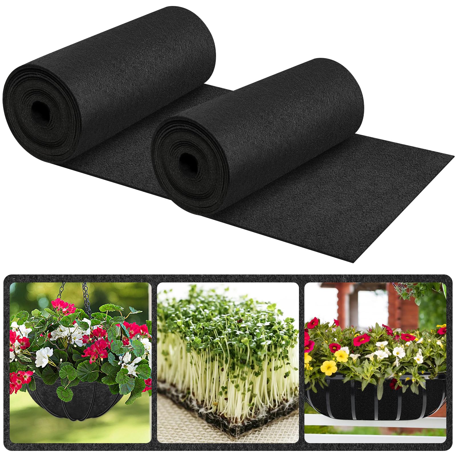 Amazon.com: Riare 16x80 Inch Black Felt Planter Liner Roll- 2 Rolls Non ...
