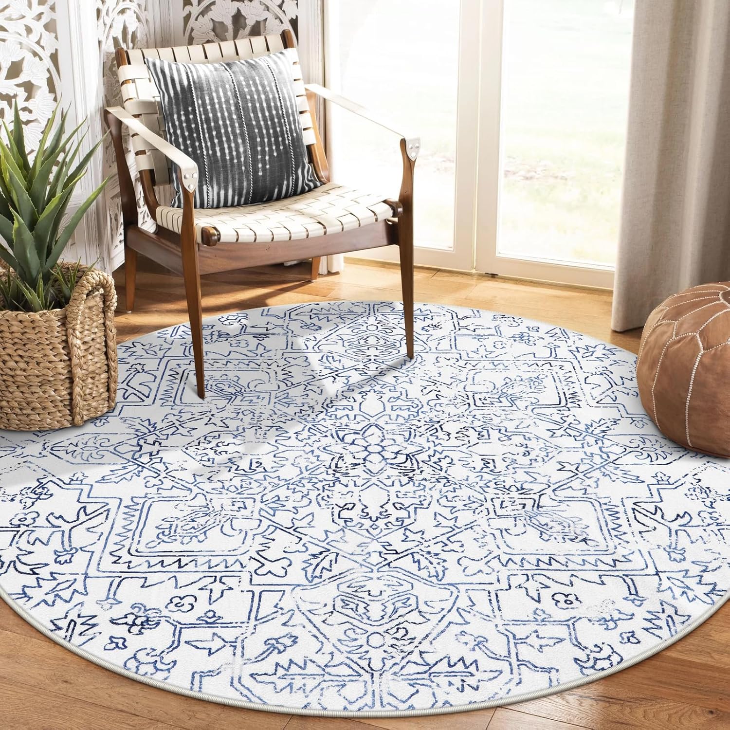 Amazon.com: Lahome Blue Round Rug 5ft, Light Blue Round Circle Rugs for ...