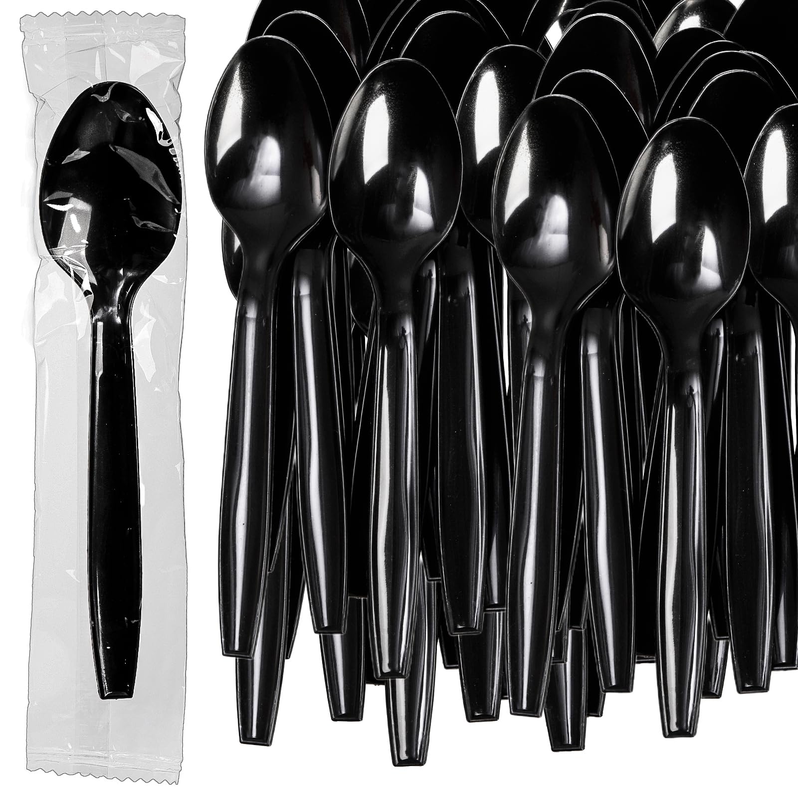 Amazon.com: Hiceeden 400 Pack Black Plastic Spoons, 5.7“ Individually ...