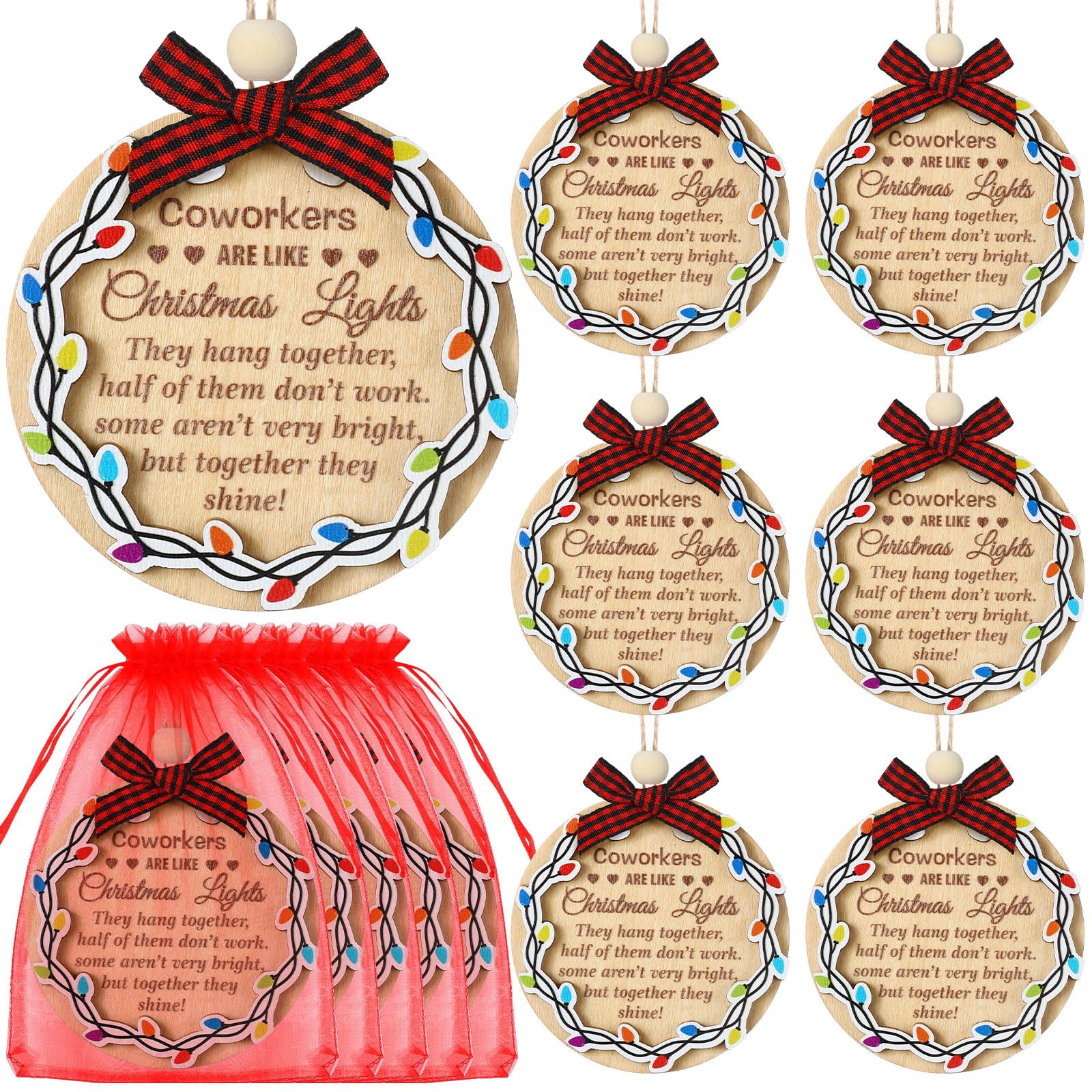 Amazon.com: Shellwei 6 Set Christmas Coworker Ornament Gift 2025 Wood ...