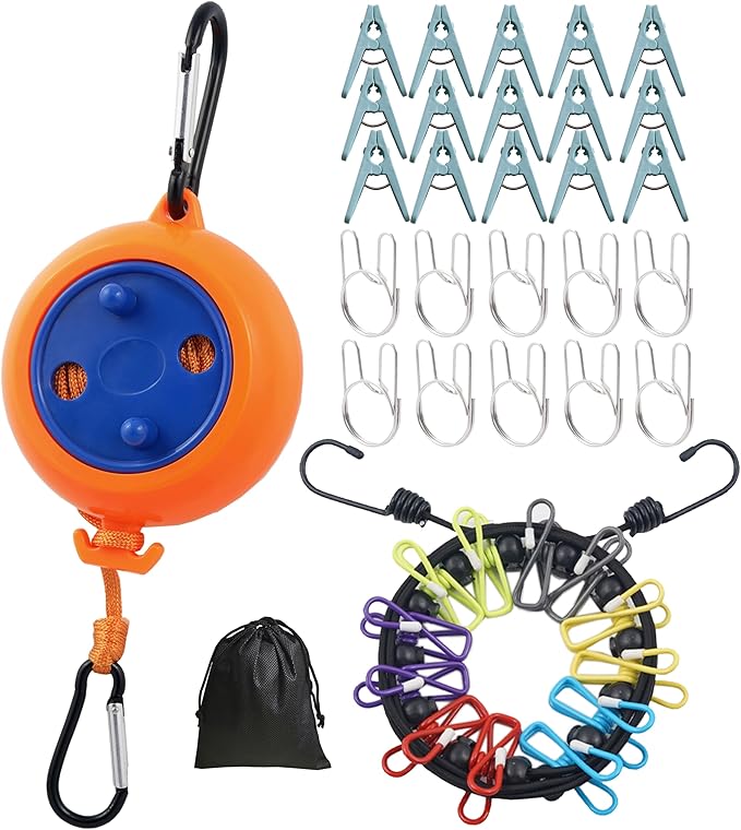 Amazon.com: WaWacomp Portable Travel Clothesline is 32 Ft Retractable ...