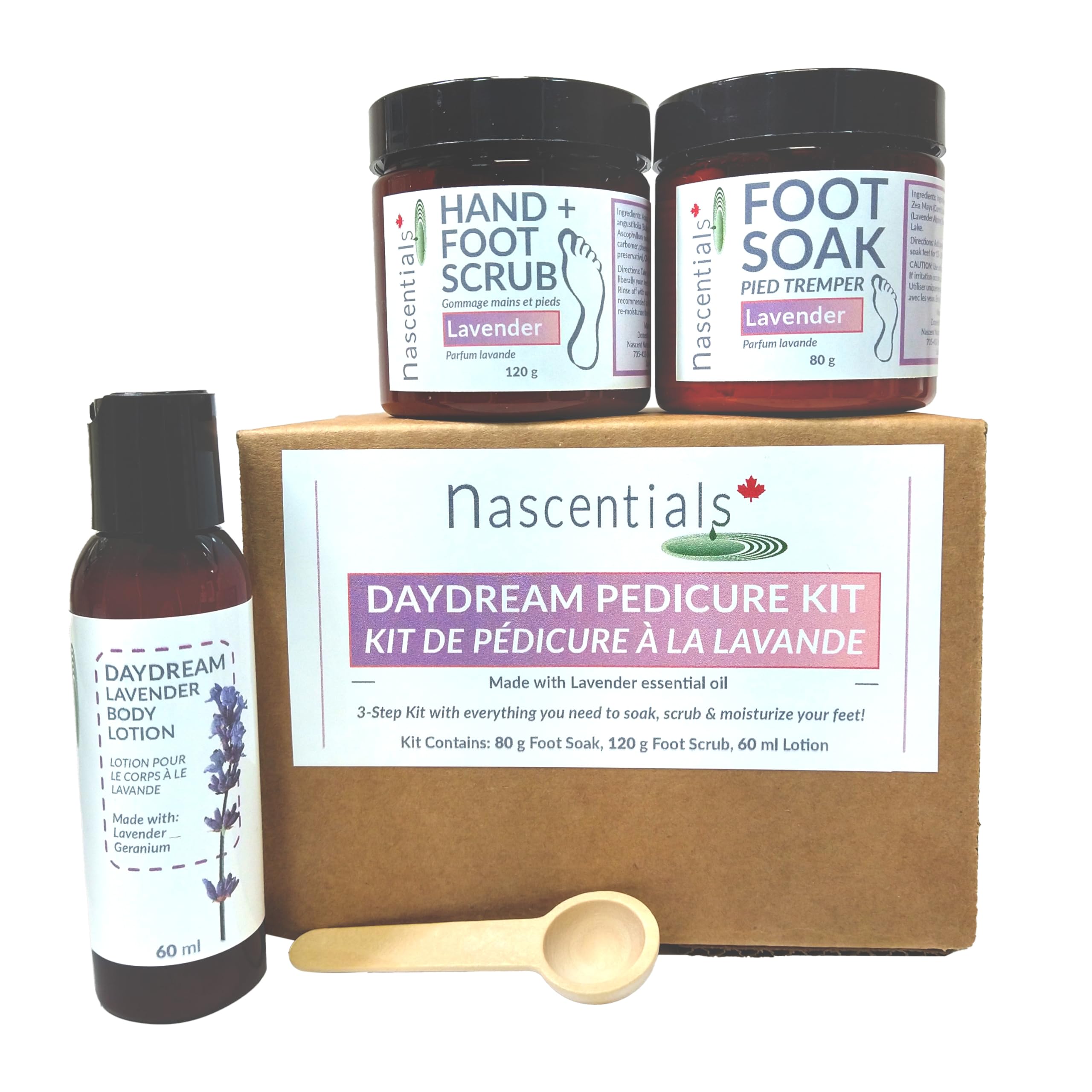 Nascentials Pedicure Kit 3 Step Set - Soak, Scrub and Moisturize Your ...