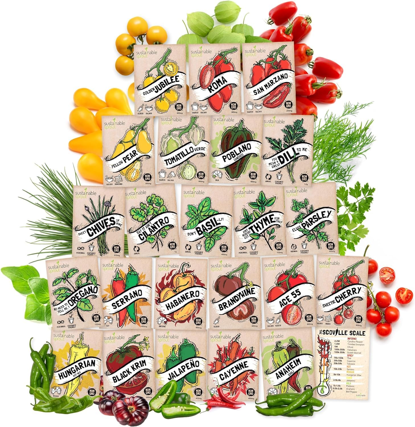 Amazon.com : Sustainable Sprout Premium Seed Variety Bundle - Hot ...