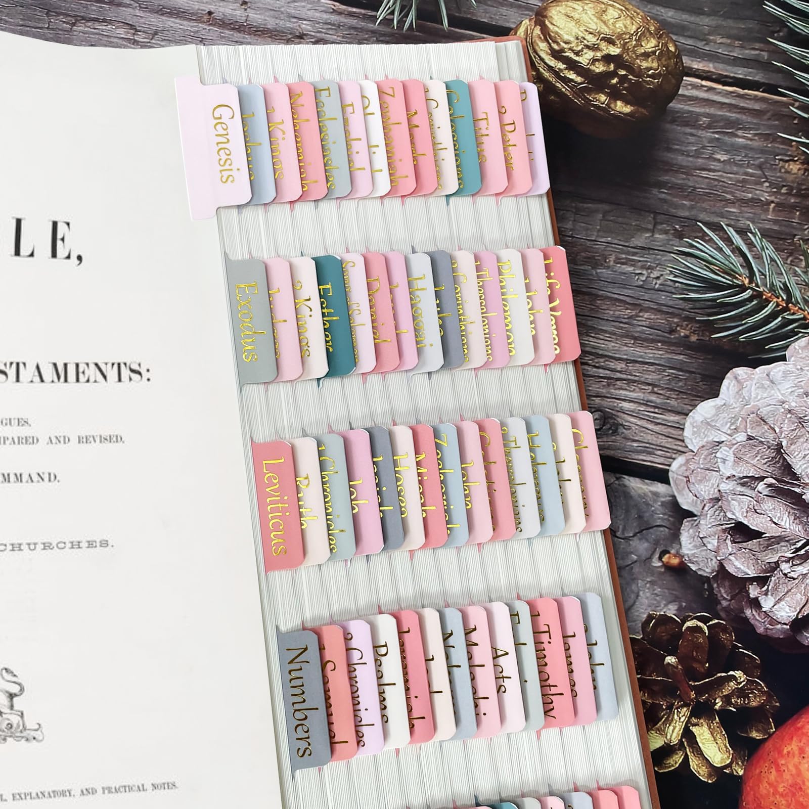 Amazon.com : Gold Foil Pink Bible Tabs for Women, 100 PCS Large Print ...