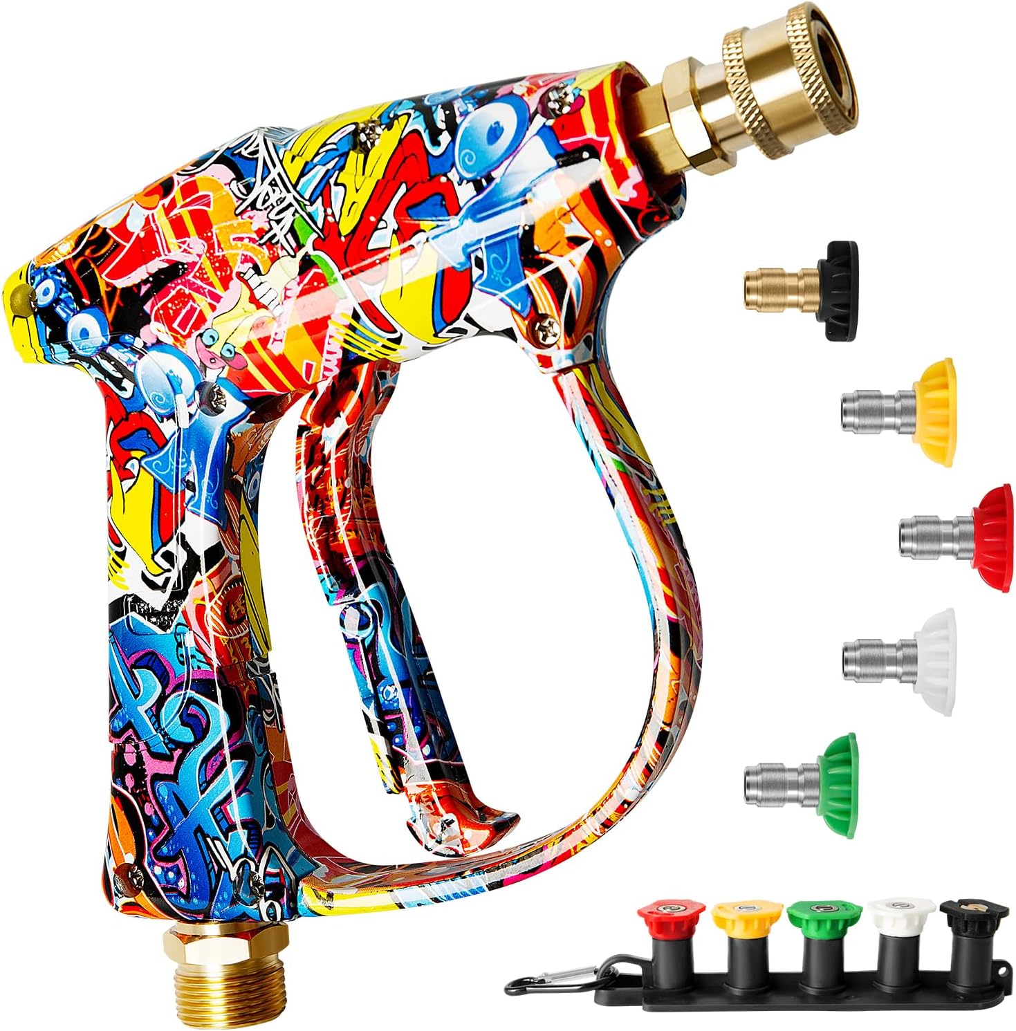 Pressure Washer Gun with 5 Spray Nozzles, M22-14mm to 1/4'' Quick ...