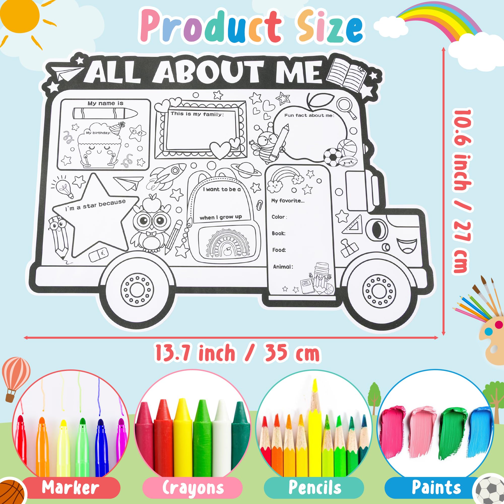 Snapklik.com : All About Me Student Posters - 40Pcs School Bus Read All ...