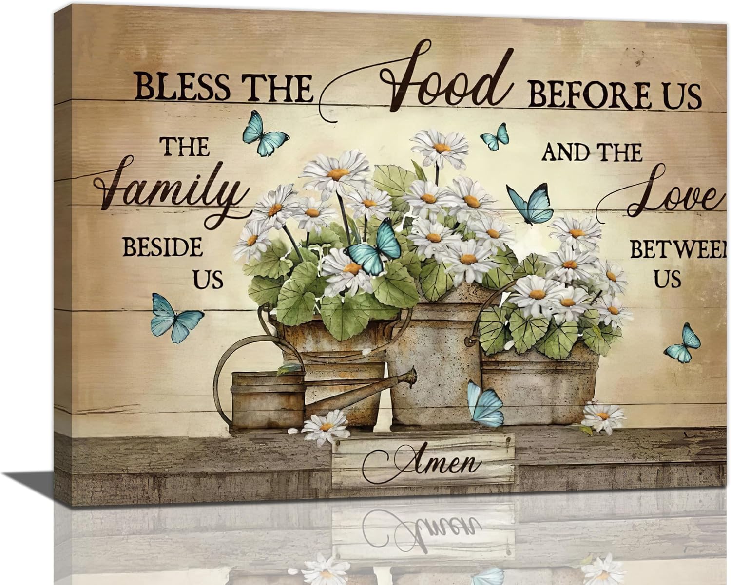 Amazon.com: asiby Farmhouse Daisy Wall Art Window Christian Butterfly ...