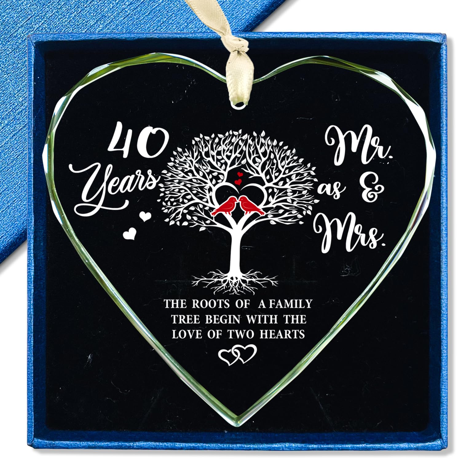 Amazon.com: 40th Anniversary Ornament 2024 – Heart Crystal Glass 40 ...