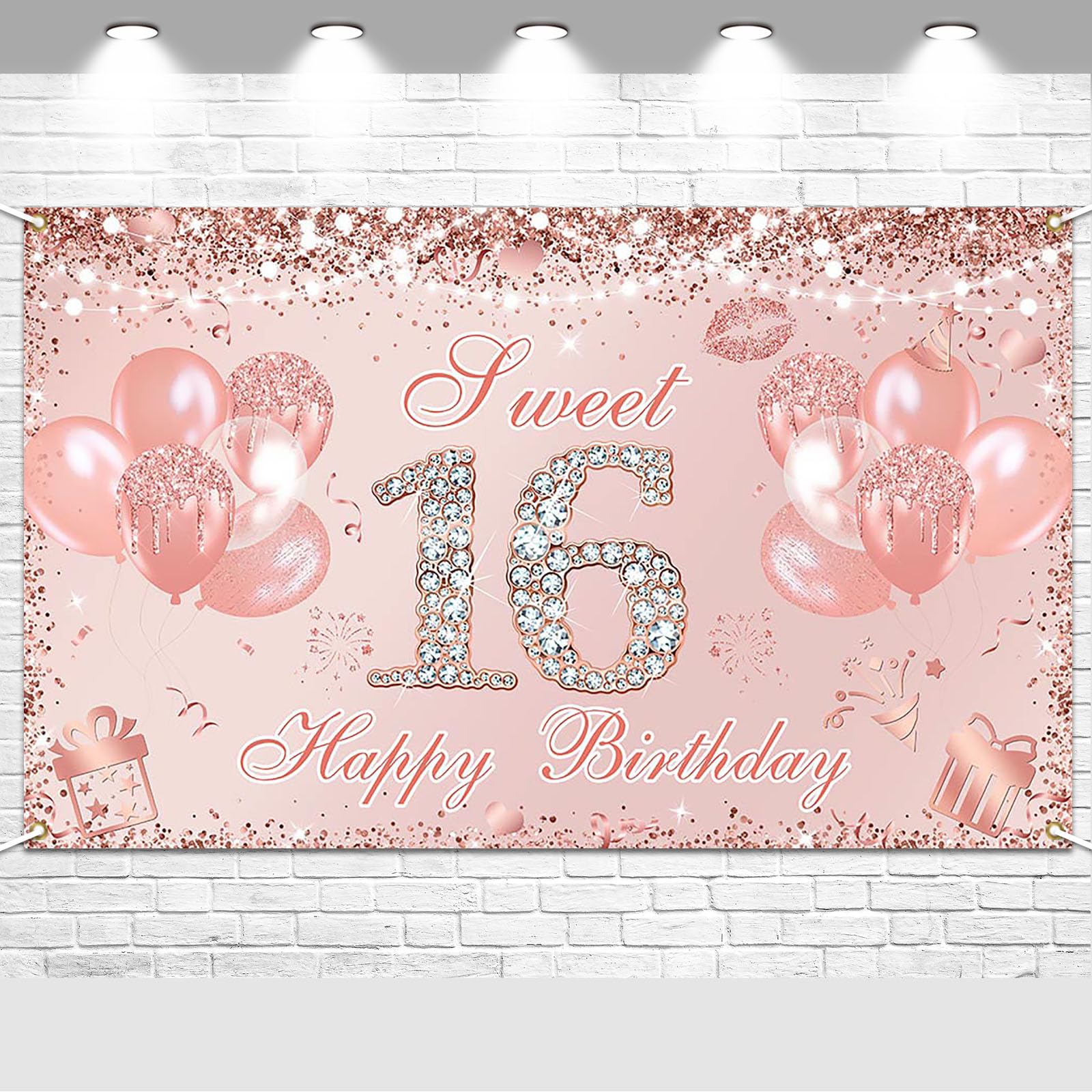 Amazon.com: Avezano Sweet 16 Birthday Banner Rose Gold Sweet Sixteen ...