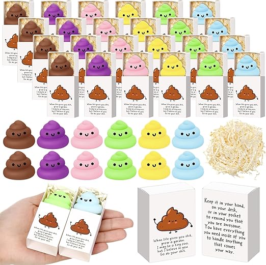 Amazon.com: Wettarn 24 Sets Poo Gifts Positive Cute Stress Balls with ...