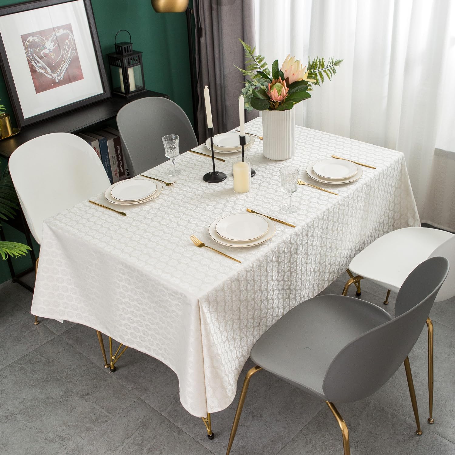 Amazon.com: GOLD SAIL Rectangle Table Cloth 60 x 84 Inch - Stain and ...