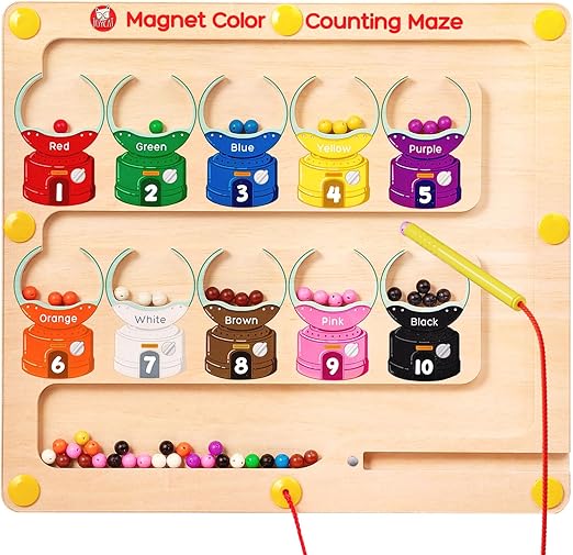 Amazon.com: JoyCat Magnetic Color & Number Maze - Educational Wooden ...