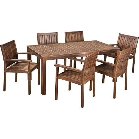 Amazon.com: Christopher Knight Home Odin Outdoor 7-Piece Acacia Wood ...
