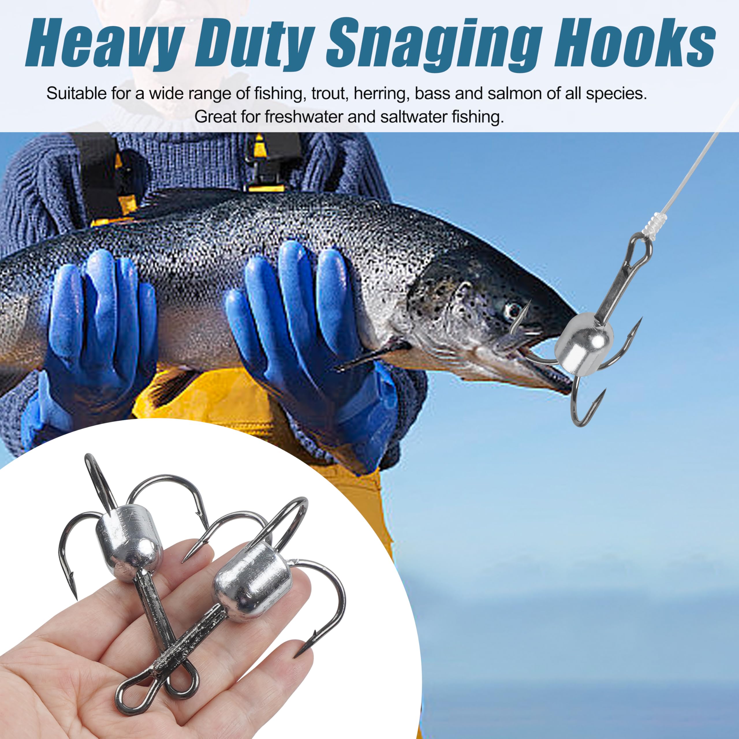 Snapklik.com : Snagging Hooks Snagging Weighted Treble Hooks 5pcs Large ...