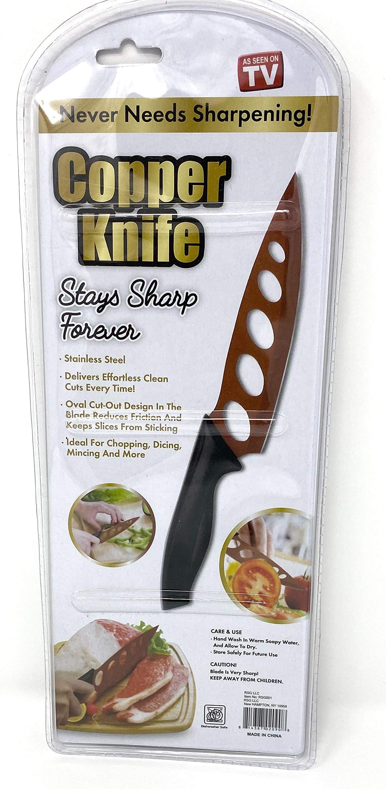 Amazon.com: Copper Knife - 2 Pack. Never Needs Sharpening - COPPER ...